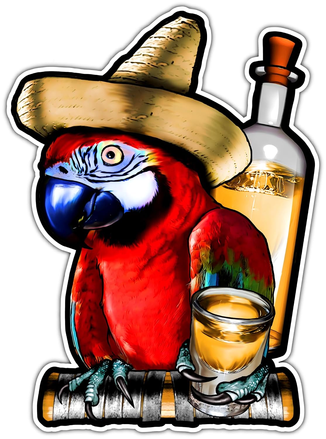 Amazon.com: Tequila Parrot Tropical Bird Party Vacation Bar Vinyl Decal ...