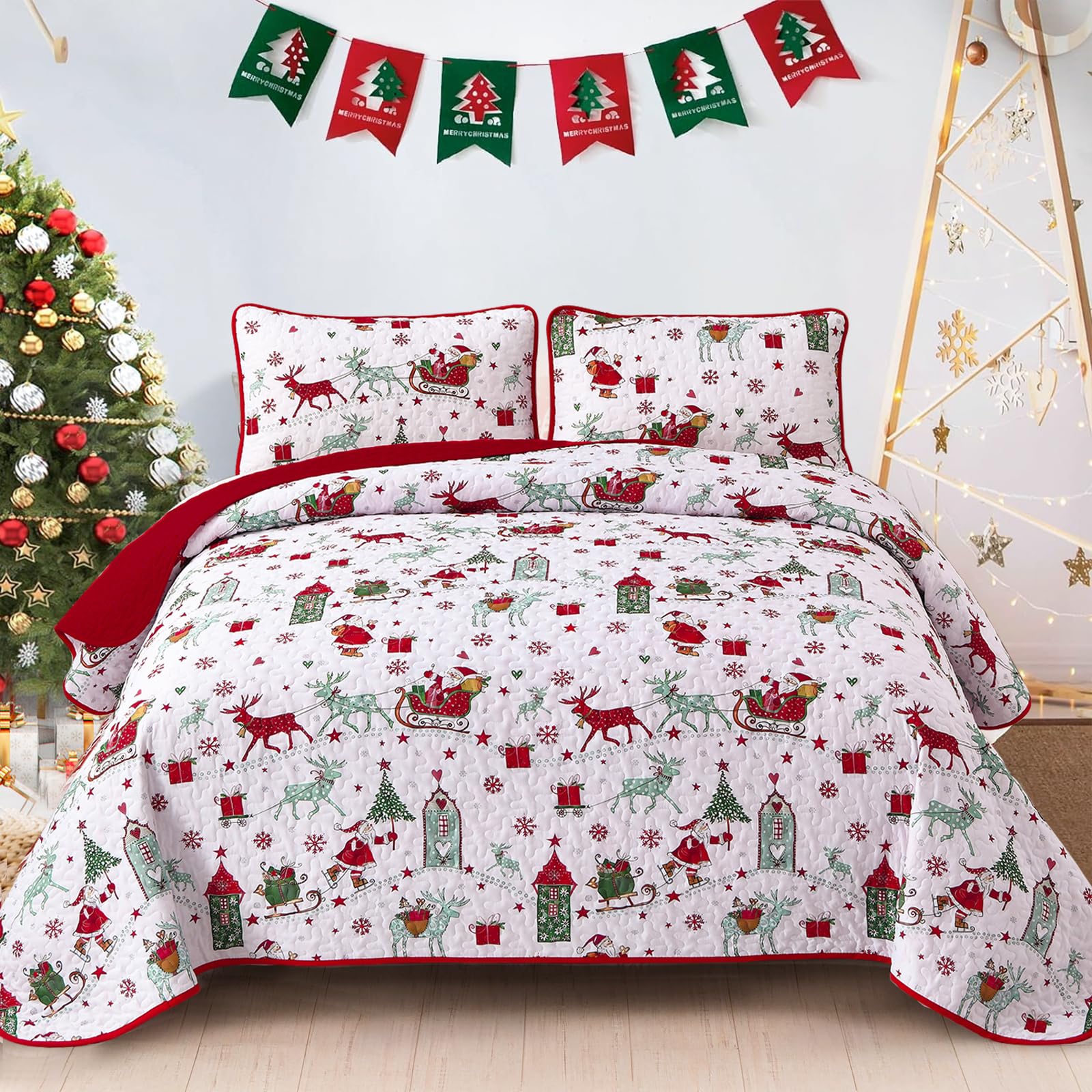 DJY - Juego de edredón de Navidad tamaño King, diseño de reno de ...