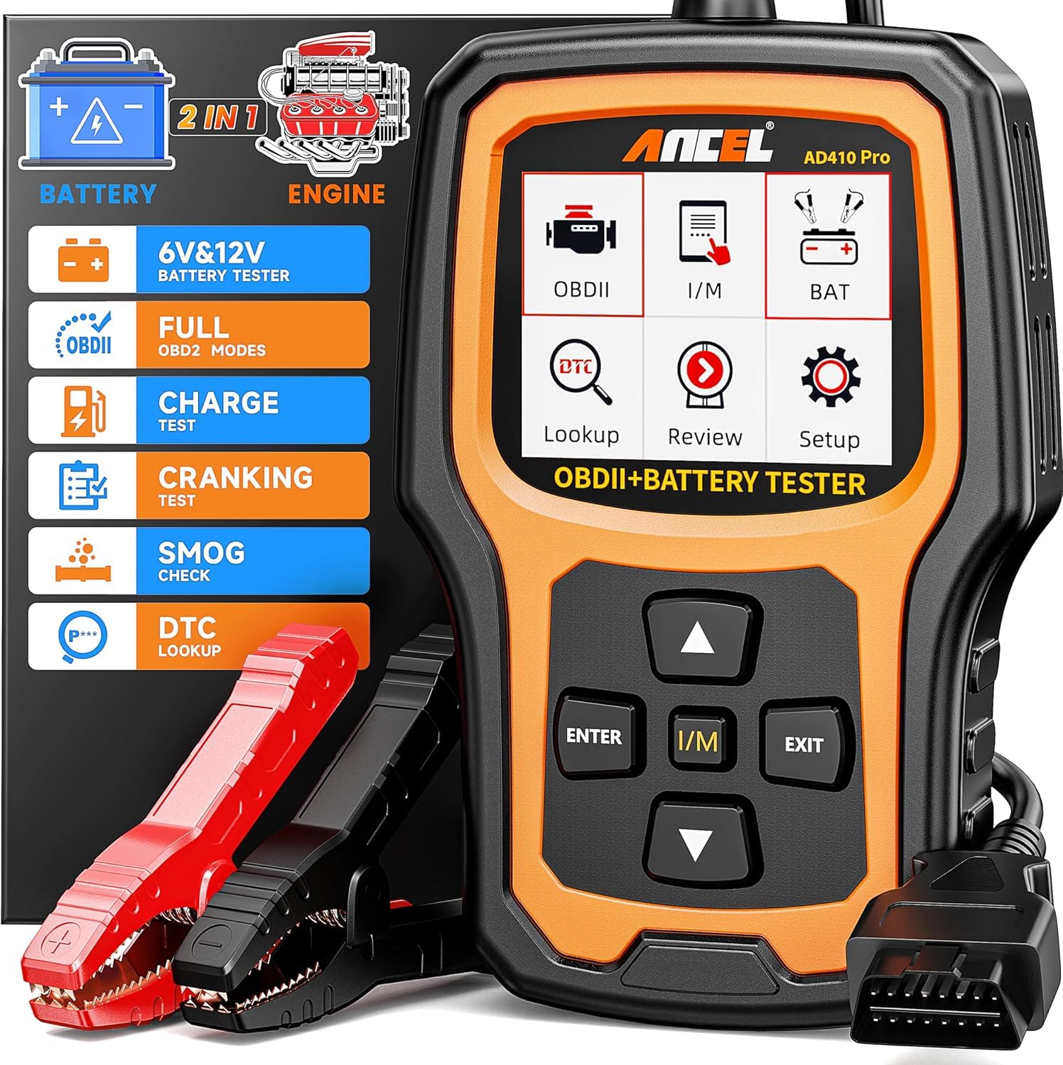 ANCEL AD410 PRO Strumento OBD2 Diagnostico per Auto e Tester Batteria 2 ...