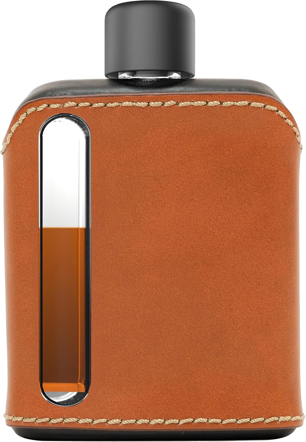 Ragproper Modern Glass Hip Flask - Durable Leather Covered Flask for ...