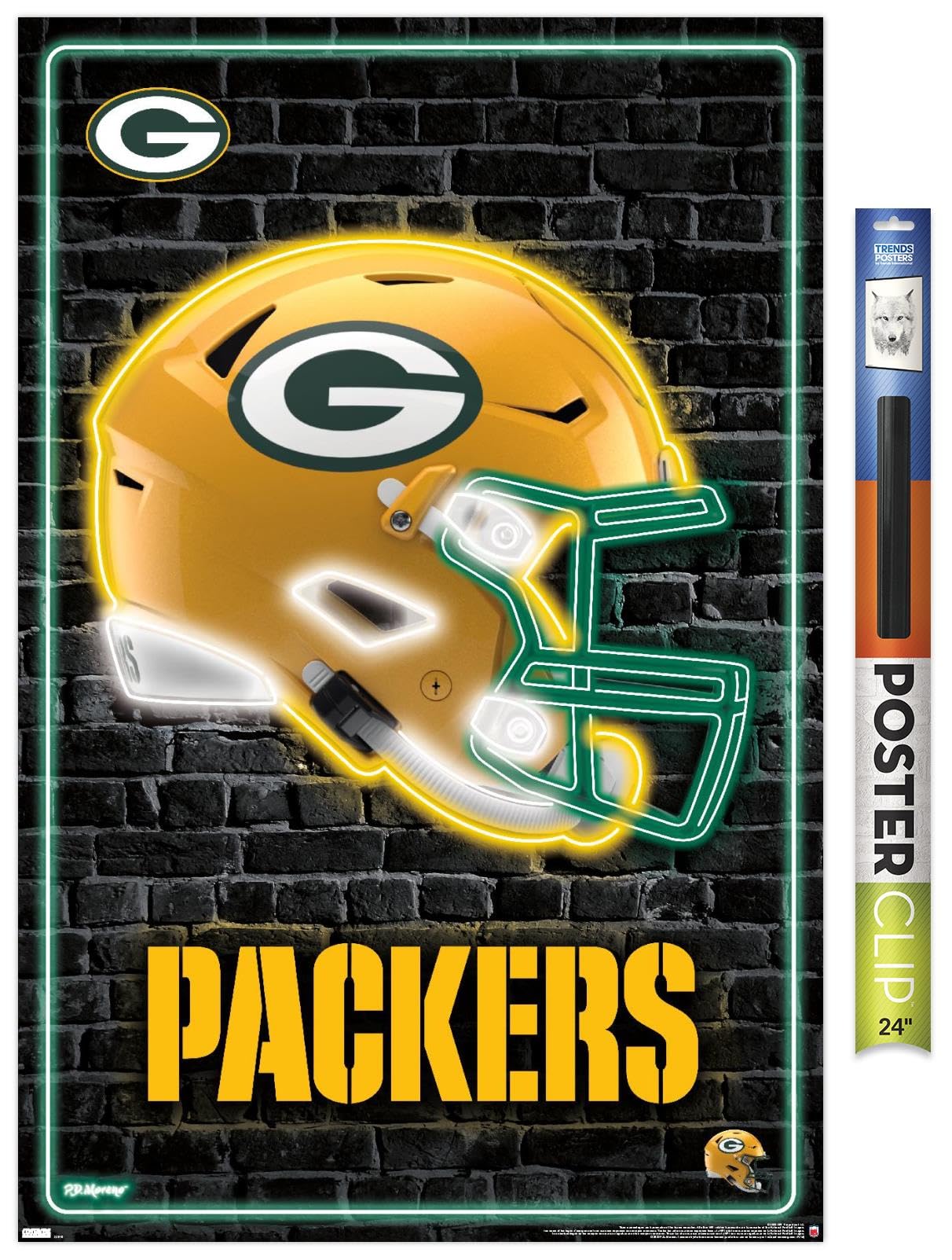 Amazon.com: Trends International NFL Green Bay Packers - Neon Helmet 23 ...