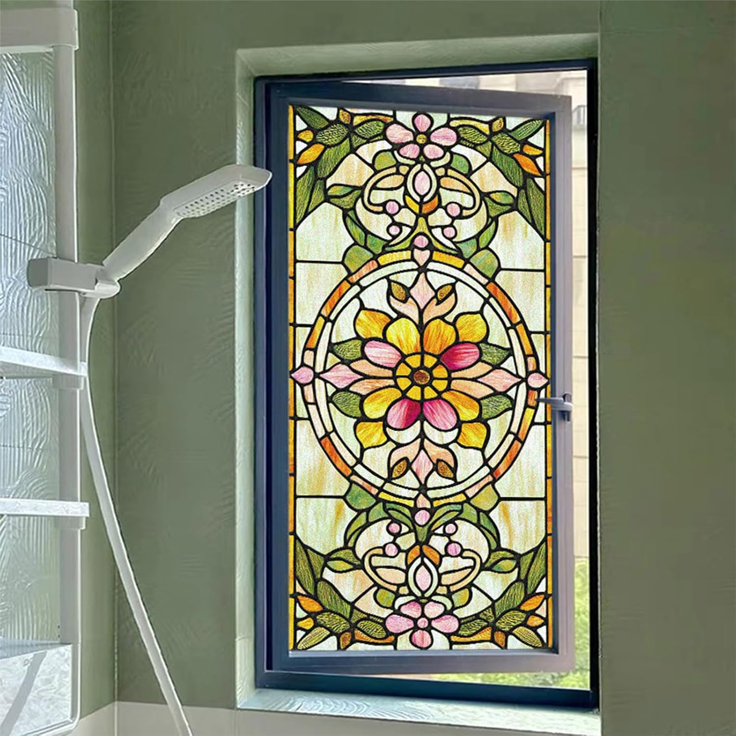 Amazon.com: WBQMUNY Vintage Window Privacy Film, Stained Glass Window ...