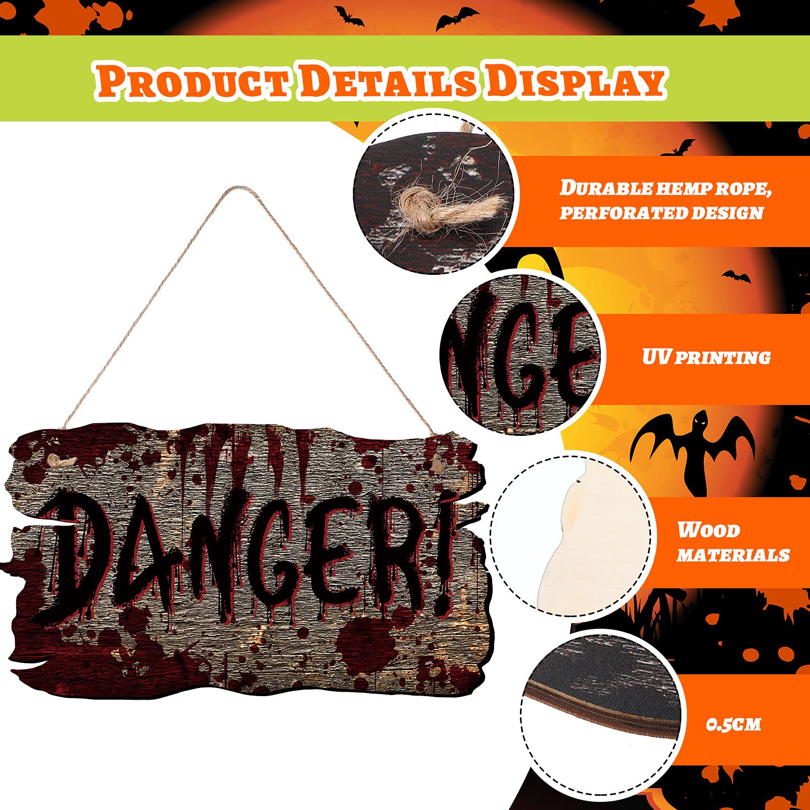 Snapklik.com : 3 Pieces Halloween Decorations Door Sign Beware Props ...