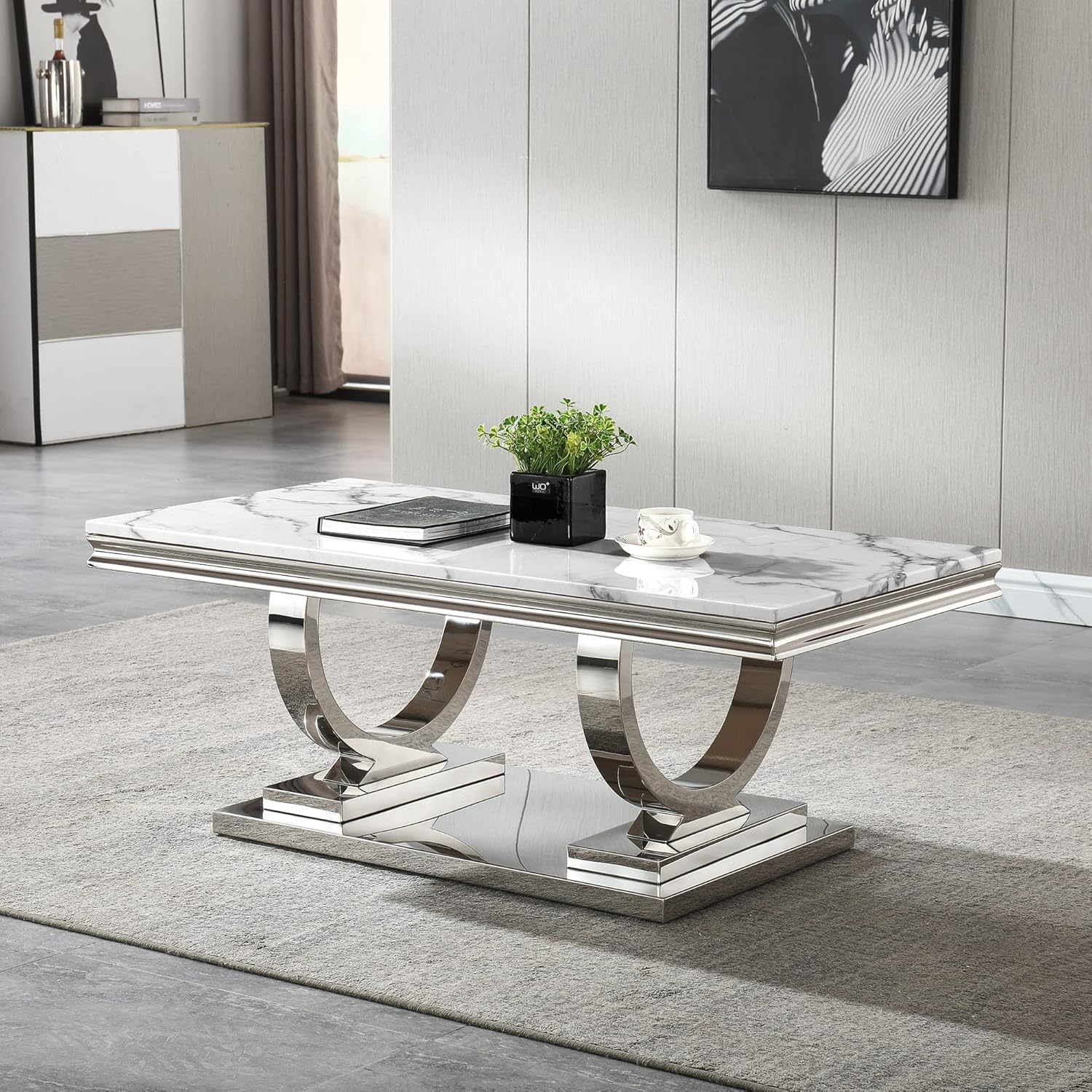 Amazon.com: HomVent Coffee Table w/0.7" Thickness Marble Top,Marble ...