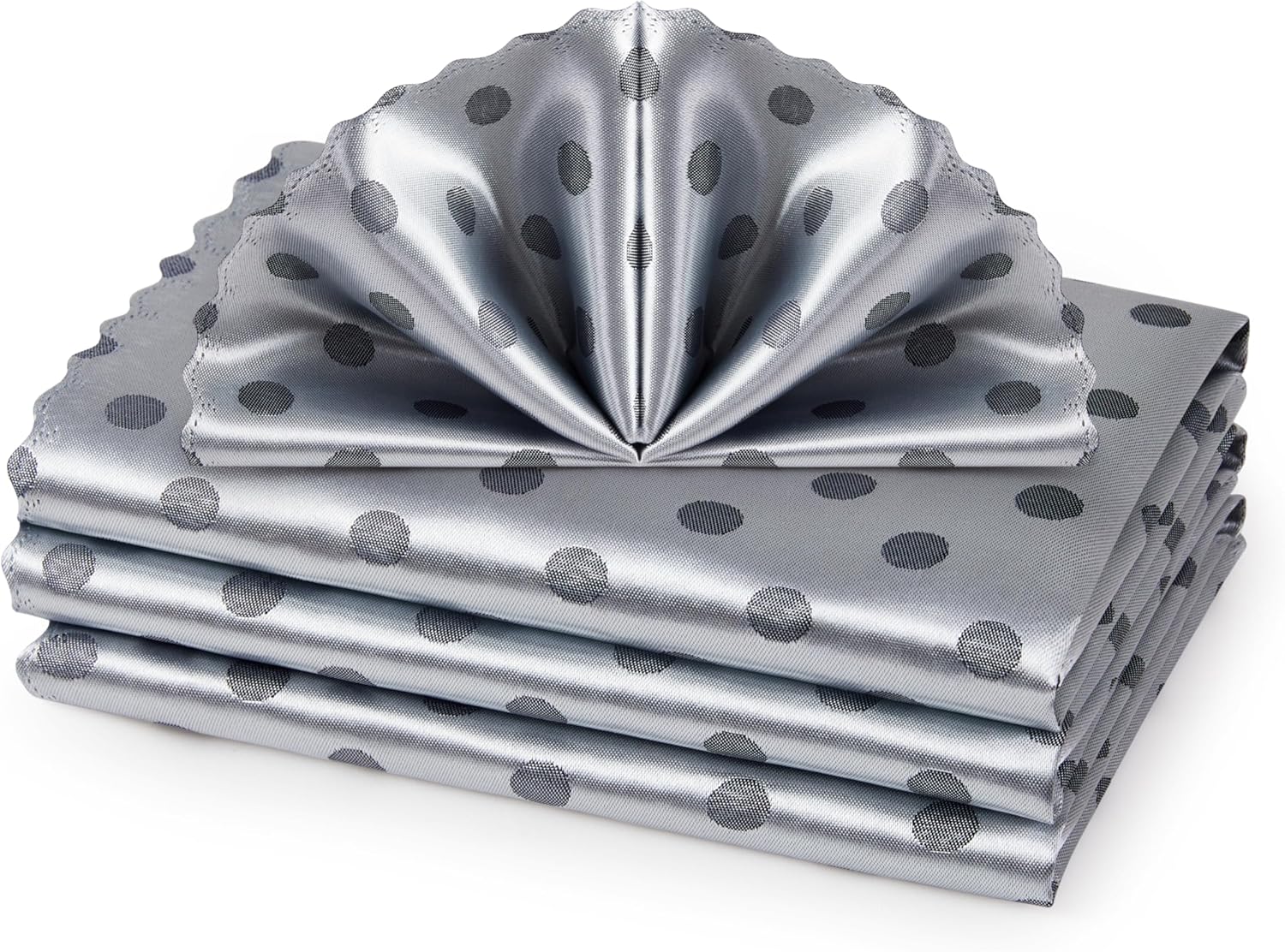 Amazon.com: HommxJF Silver&Gray Satin Napkins Polka Dots Set of 4 ...