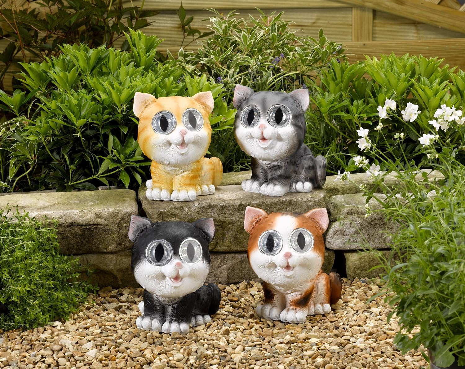 Amazon.com: Smart Solar Bright Eye Cat Solar Garden Lights - Set of 4 ...