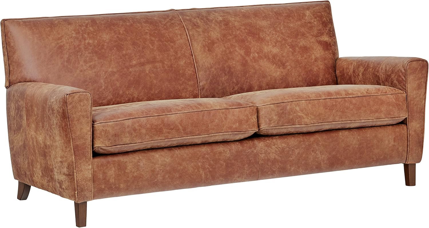 Amazon.com: Amazon Brand – Rivet Lawson Modern Angled Leather Sofa, 78 ...