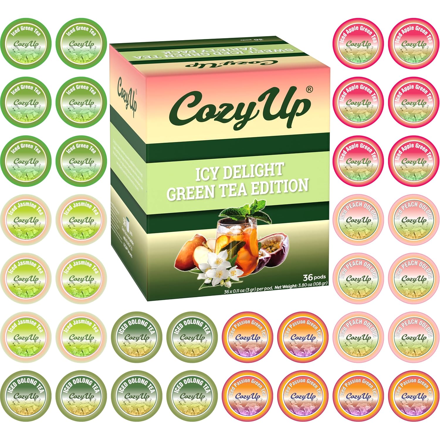 Amazon.com: Cozy Up Icy Delight Sweet Iced Green Tea Variety Sampler ...