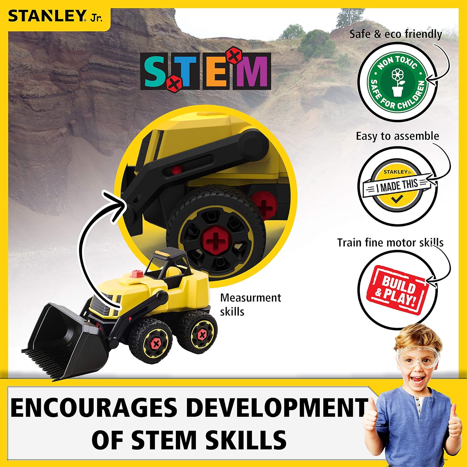 Stanley Jr Kit de carga frontal para niños TT002-SY juguete de construcción STEM amarillo de 25 ...