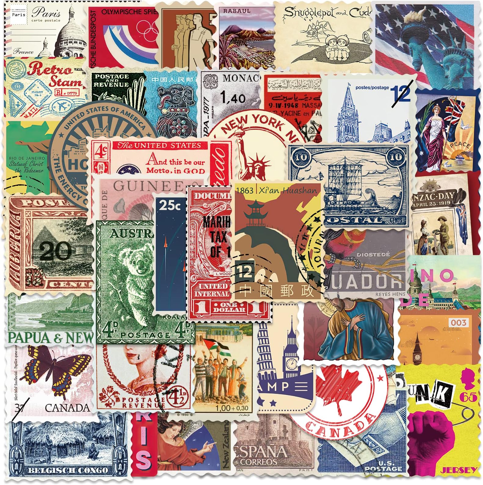 Amazon.com: Yosaguna 240 Pieces Vintage Plant Postage Stamp Stickers ...