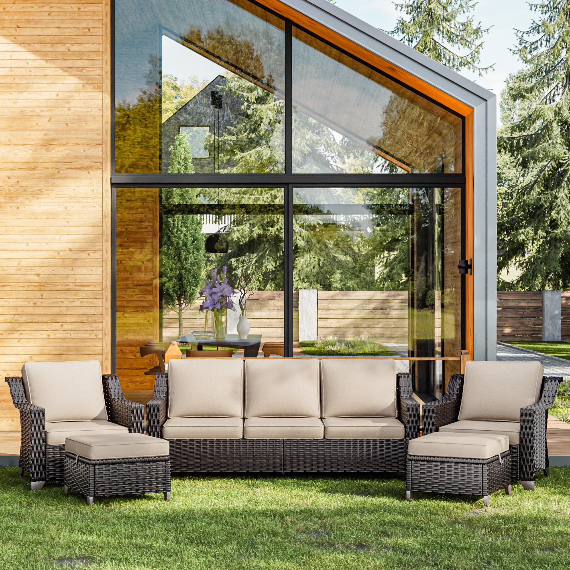 Amazon.com: Joyside Wicker Patio Furniture Sets, 5 Pieces Upgraded ...
