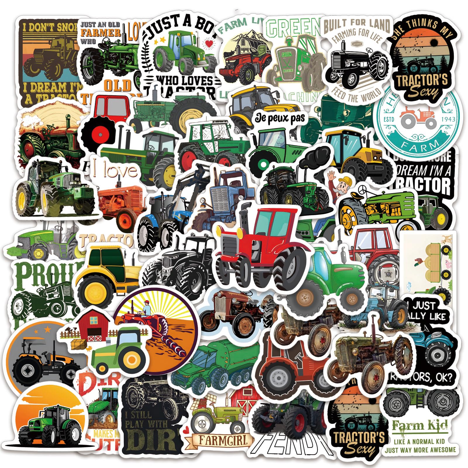 Amazon.com: 60pcs FarmTractor Stickers Vinyl Waterproof Aesthetic ...
