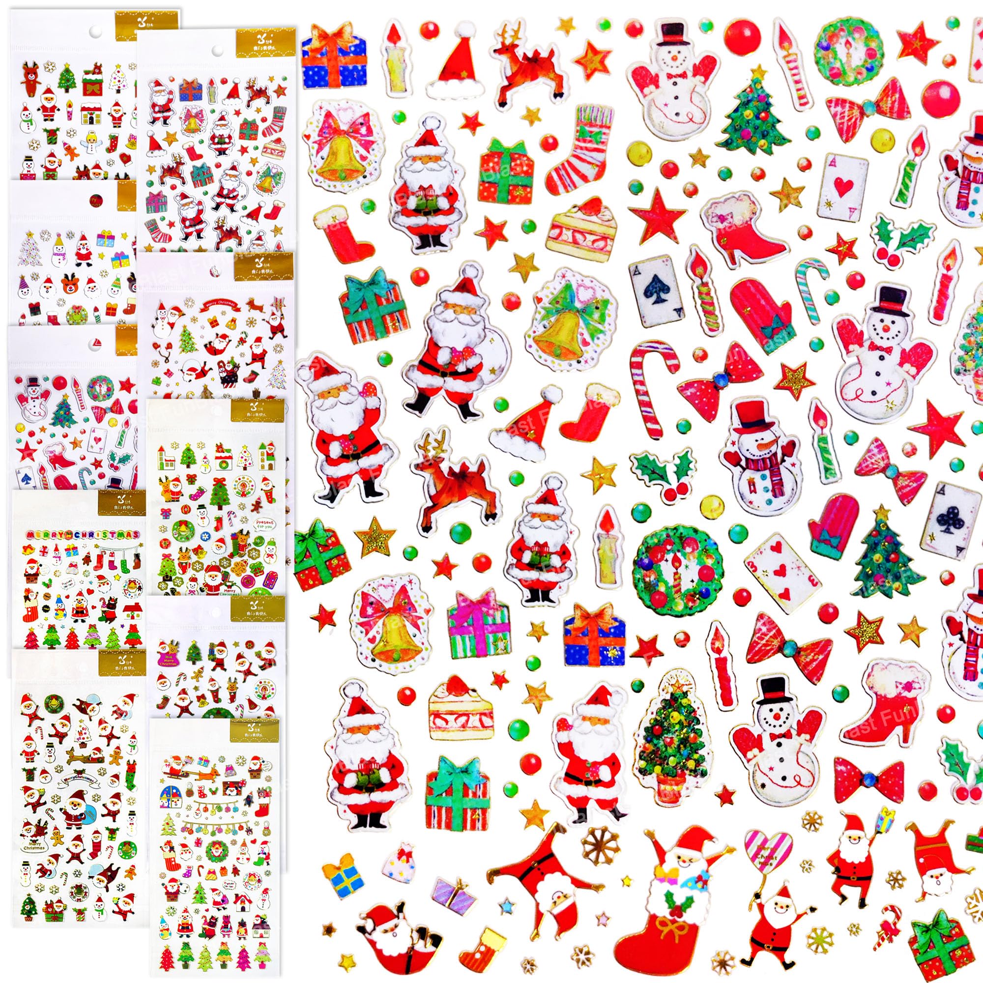 FunBlast Christmas Kawaii Sticker Set – Set of 10 Sheets Festive ...