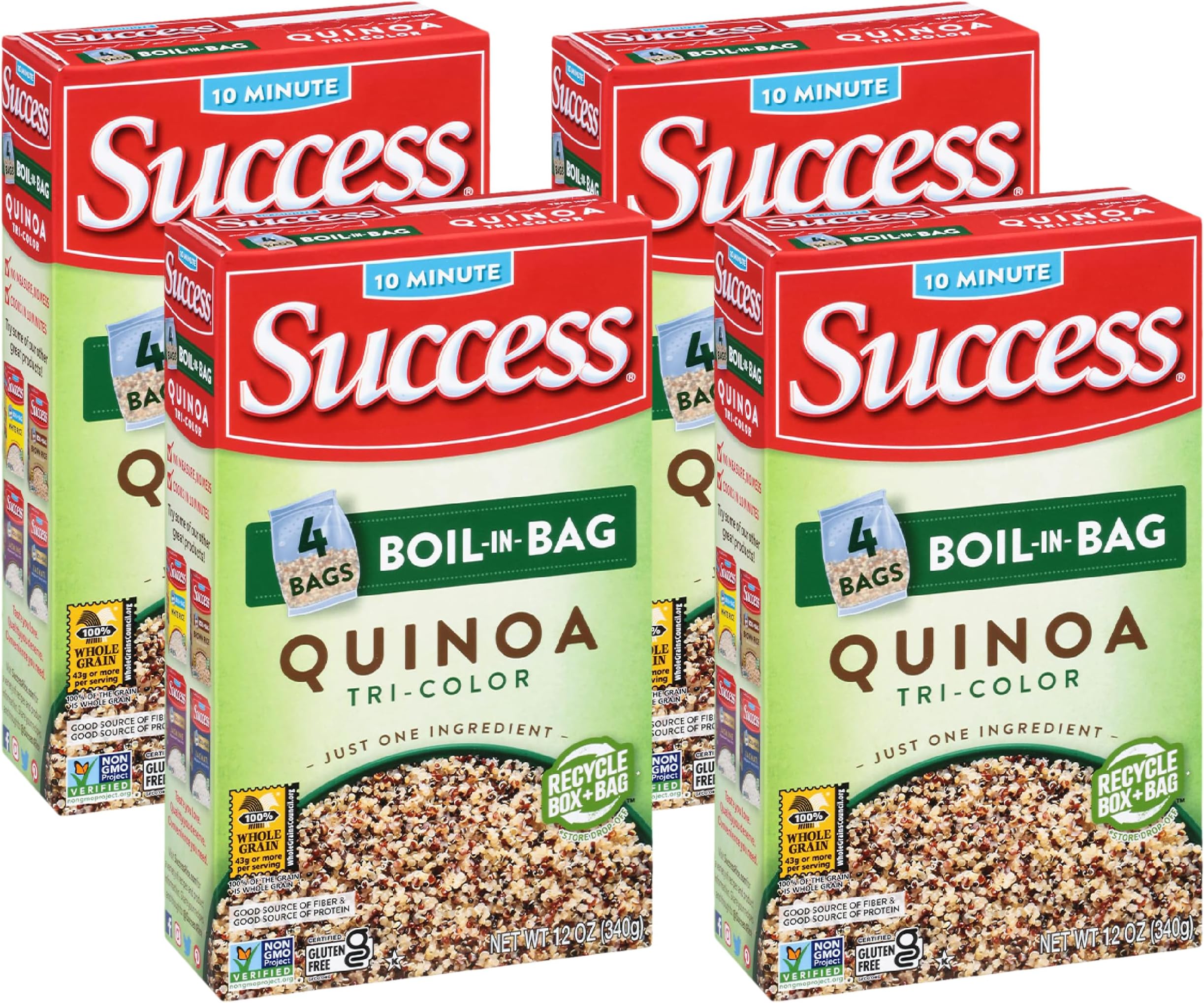 Amazon.com : Success Boil-In-Bag Quinoa, Quick Tri-Color Quinoa, 12 ...