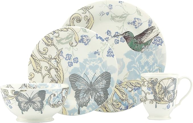 Amazon.com | Lenox 4-Piece Collage Hummingbird Dinner Set: Dinnerware ...