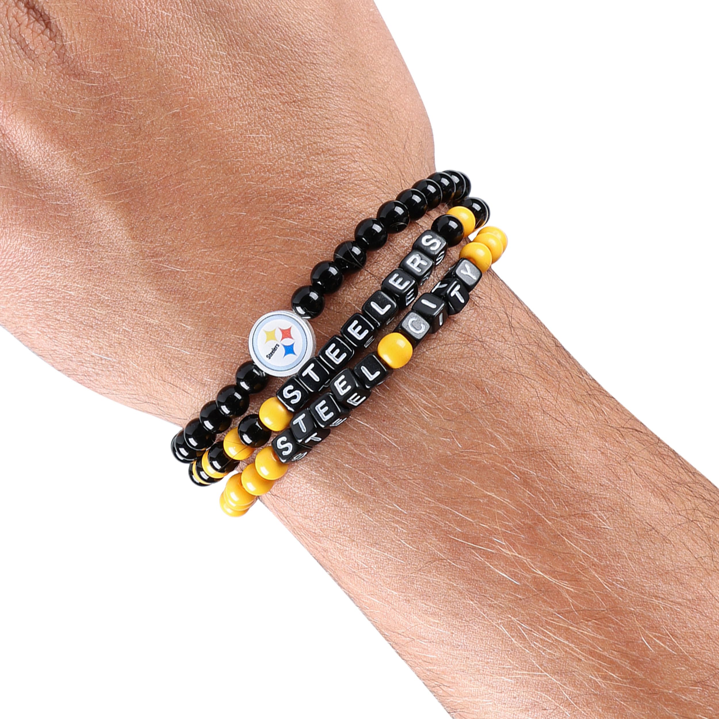 Snapklik.com : Pittsburgh Steelers NFL 3 Pack Beaded Friendship Bracelet
