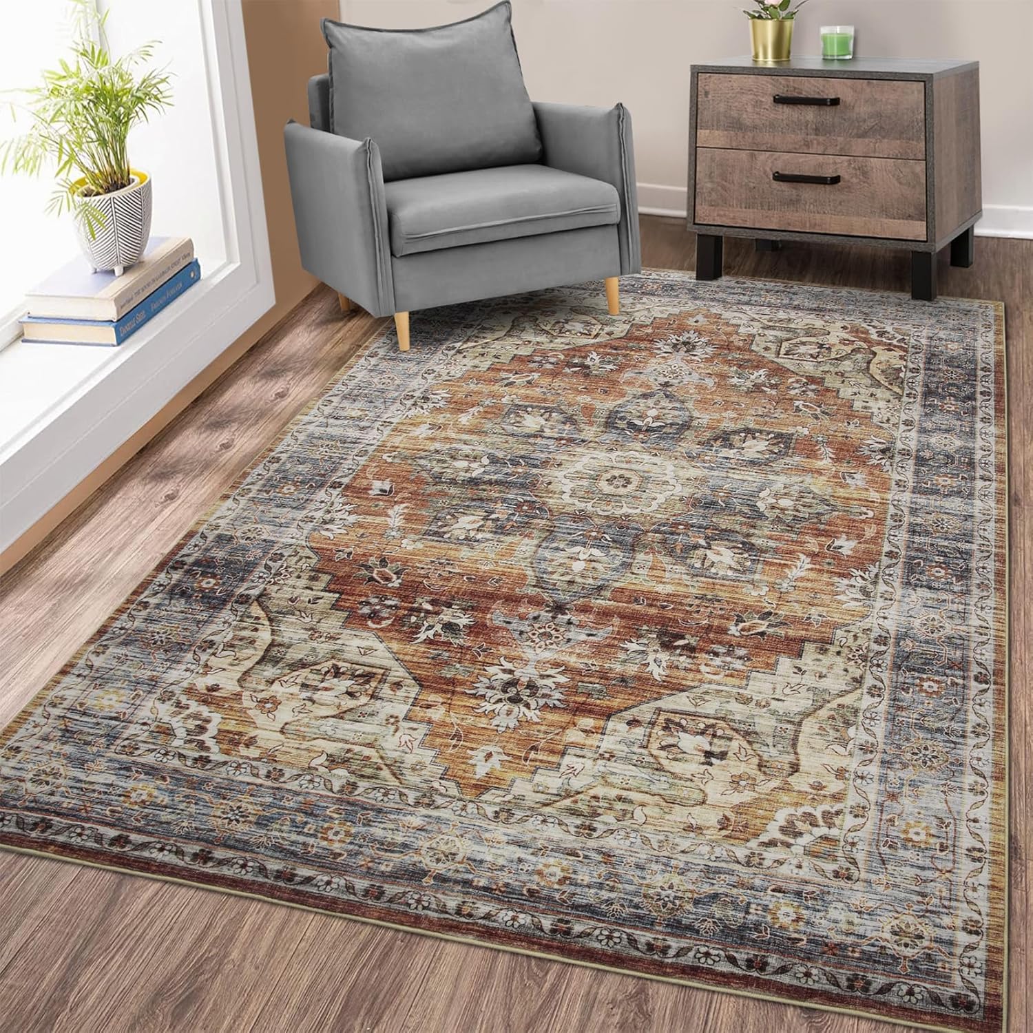 Amazon.com: GAOMON Area Rug 6x9 Medallion Rug Vintage Rug Indoor Floor ...