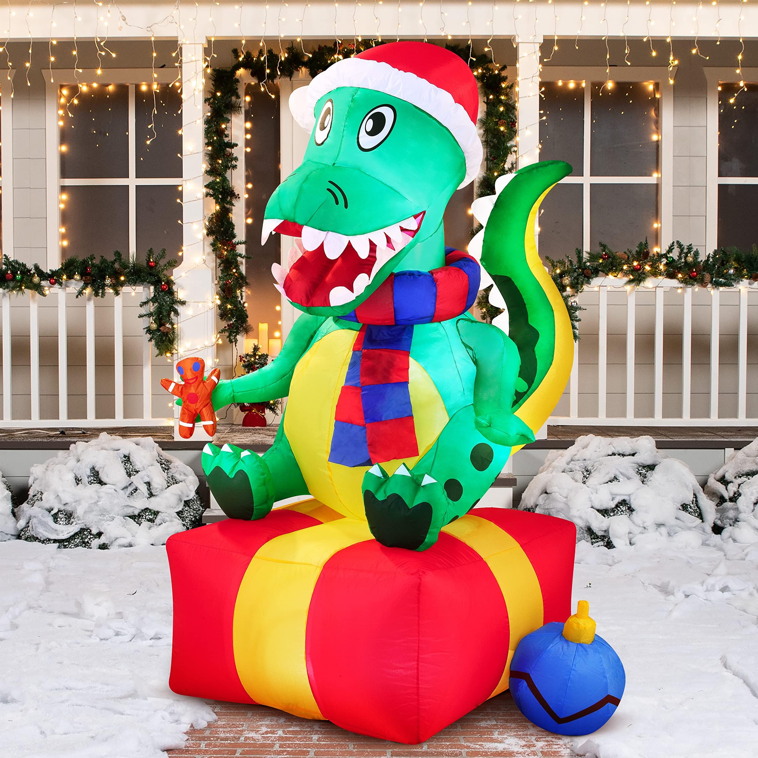 Amazon.com: Joiedomi 6 FT Tall Christmas Inflatable Santa on Candy ...