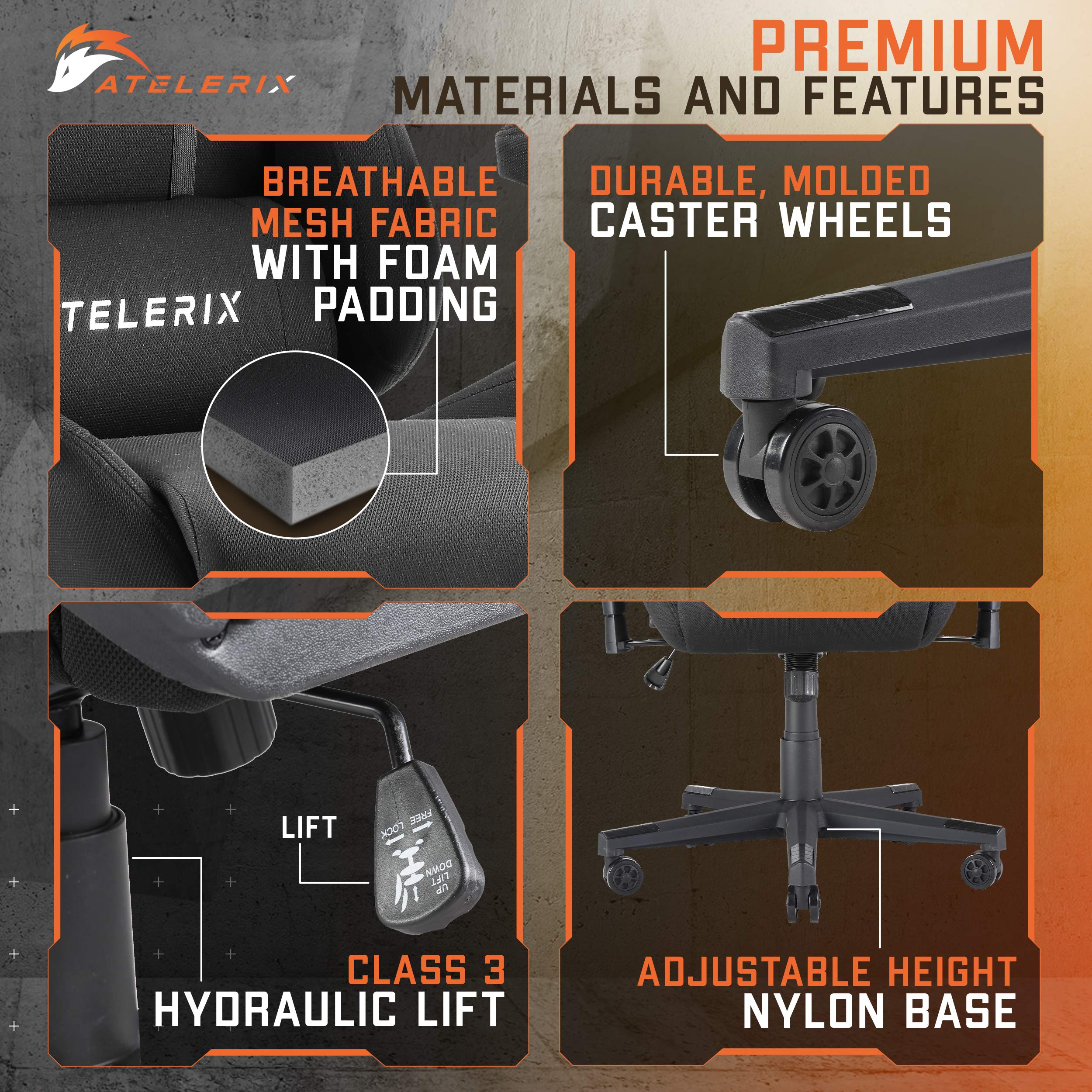 Atelerix Ventris Gaming Chair - PU Leather, Fabric, & Extra Wide ...