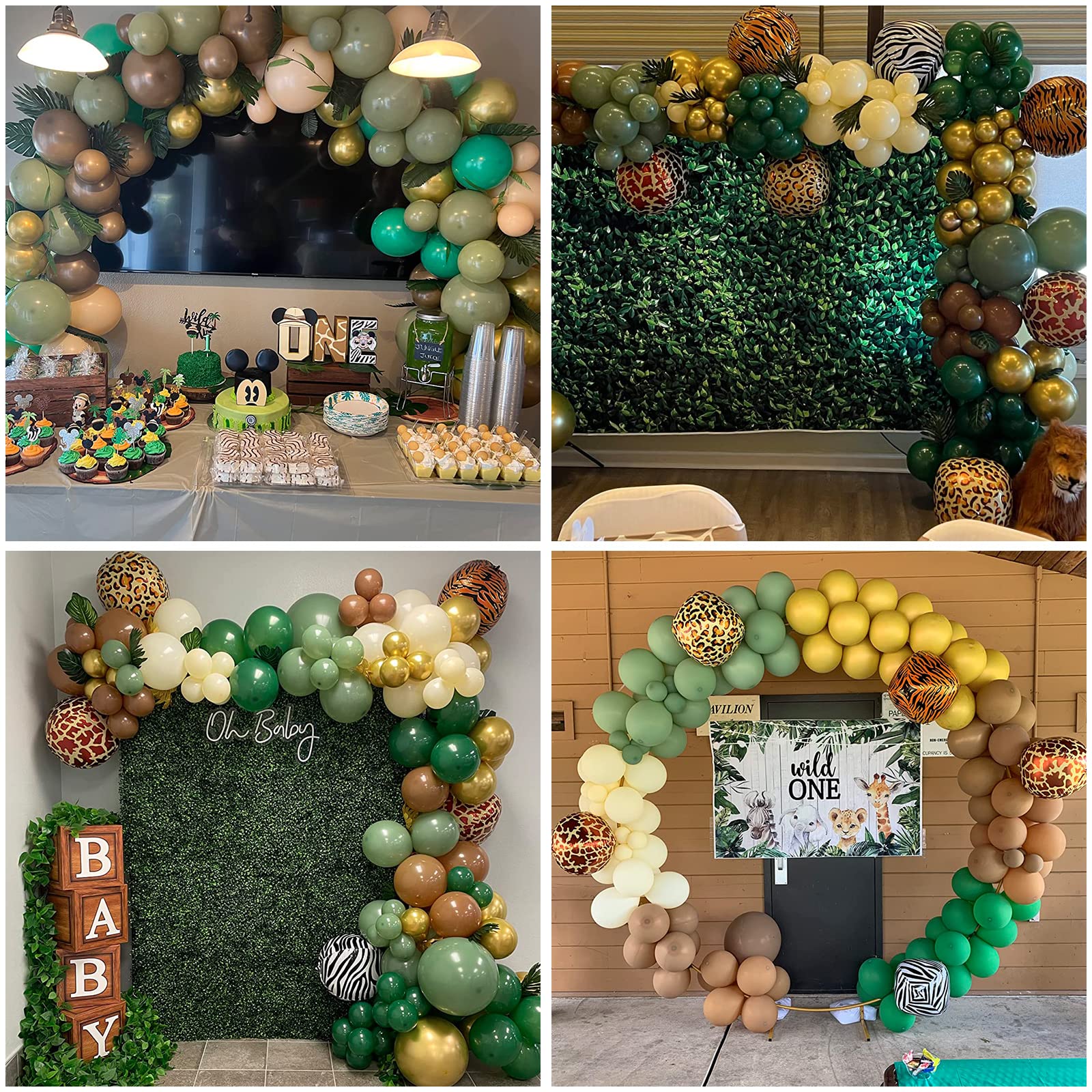Snapklik.com : Pink And Green Balloon Arch, 115 Pcs Safari Balloon ...