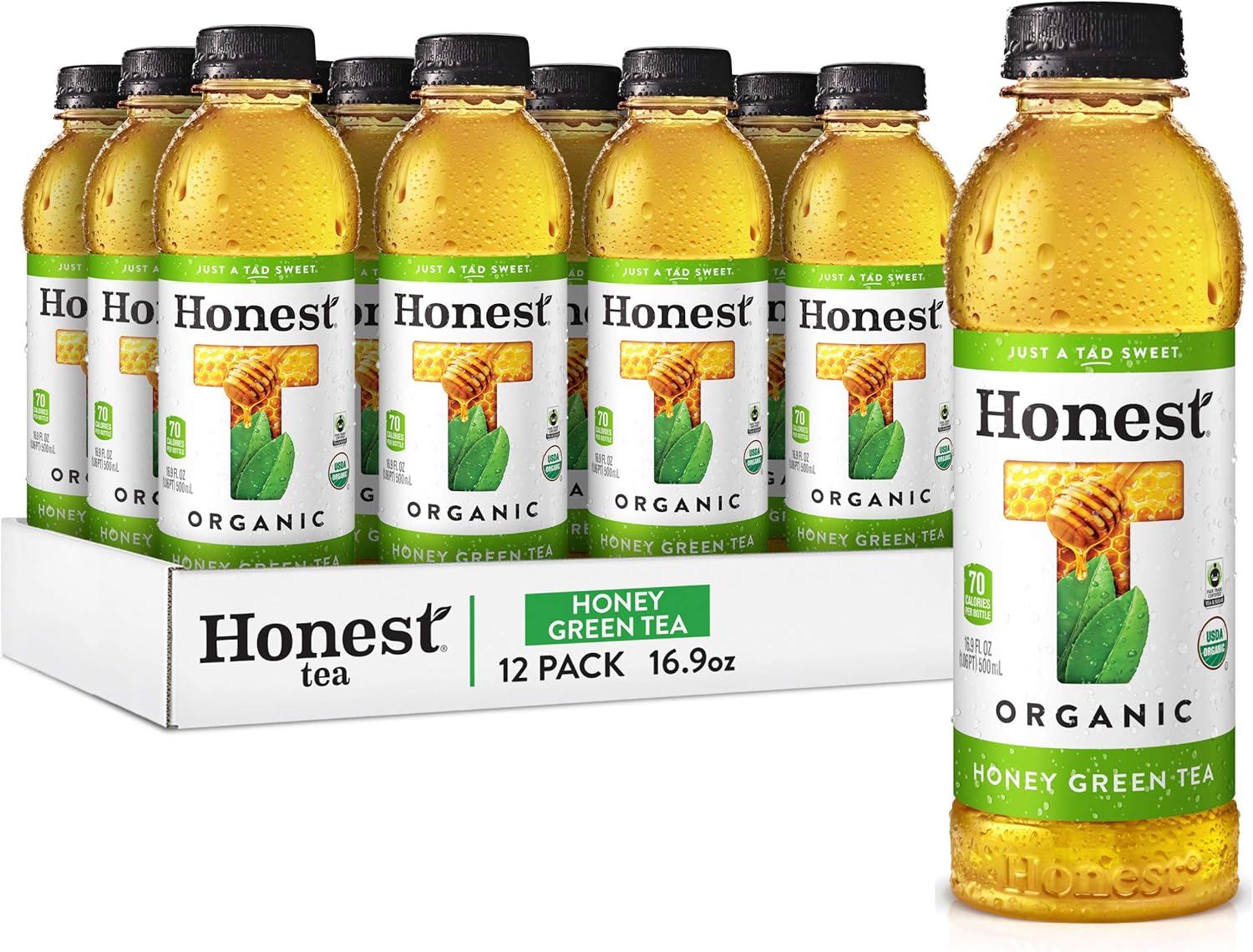 Honest Tea orgánico comercio justo miel verde sin gluten, 16.9 onzas ...