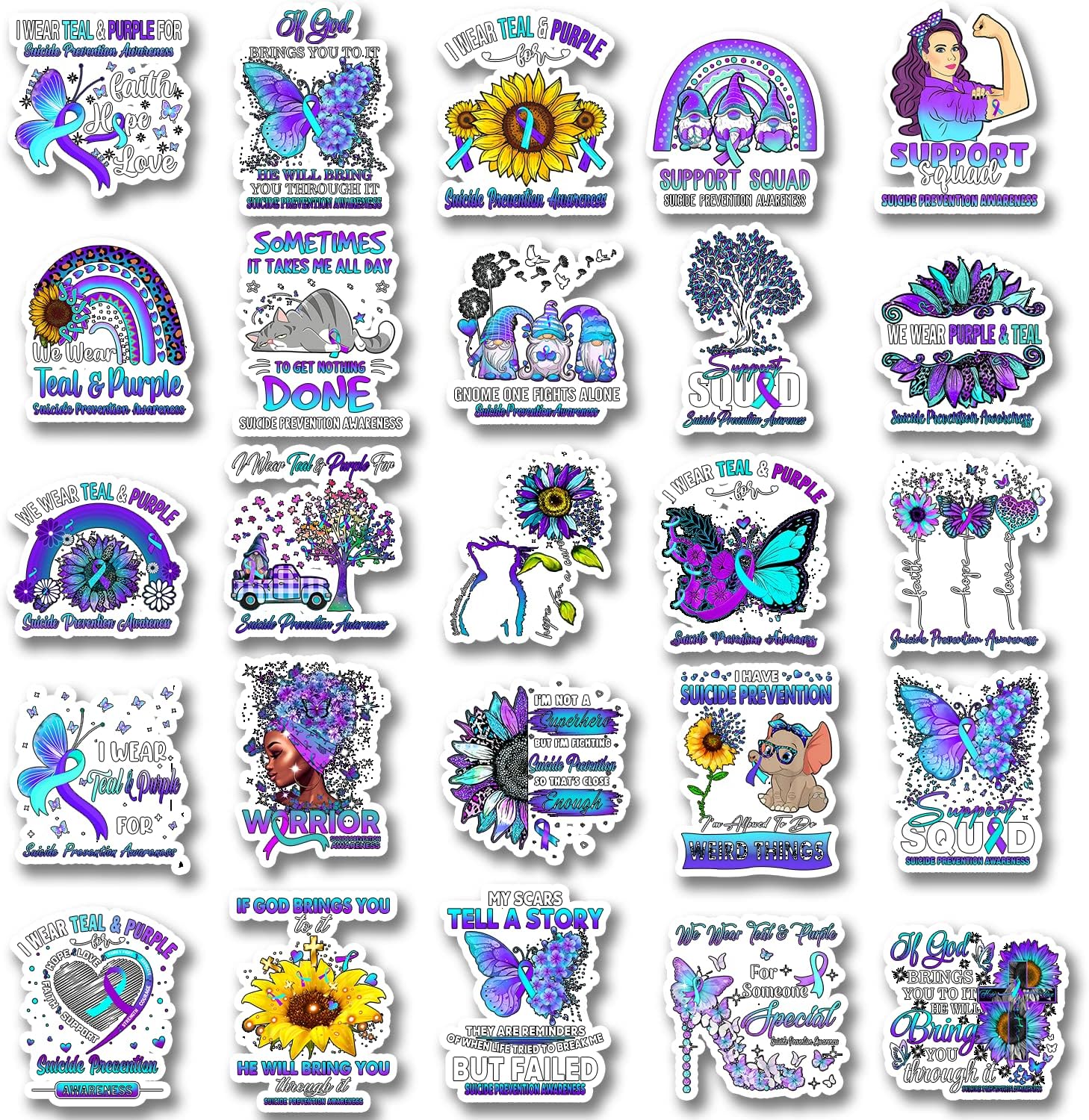 Amazon.com - 25Pcs Suicide Awareness Stickers, Inspirational Waterproof ...