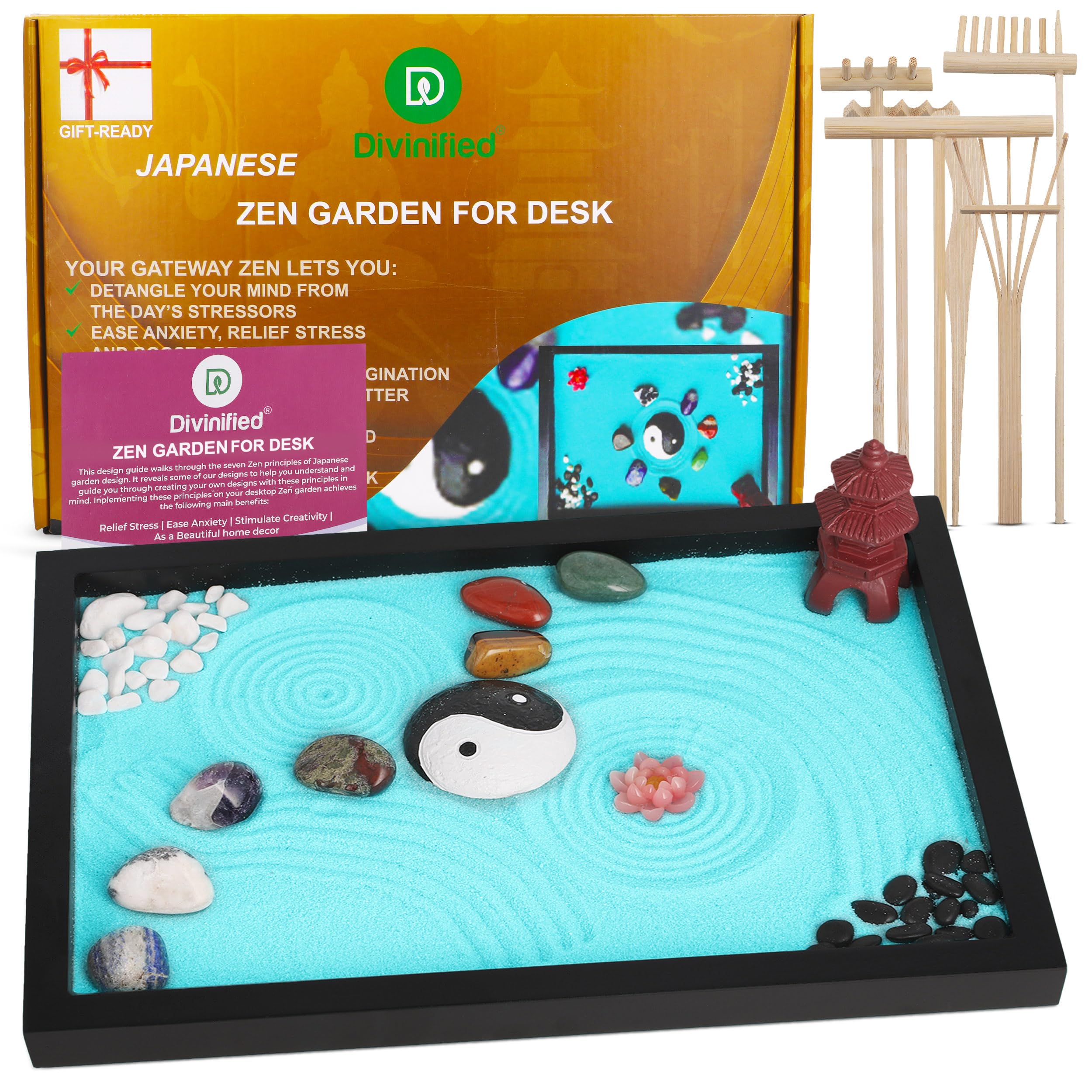 Amazon.com: D DIVINIFIED Premium Zen Garden for Desk, Sand Tray Therapy ...