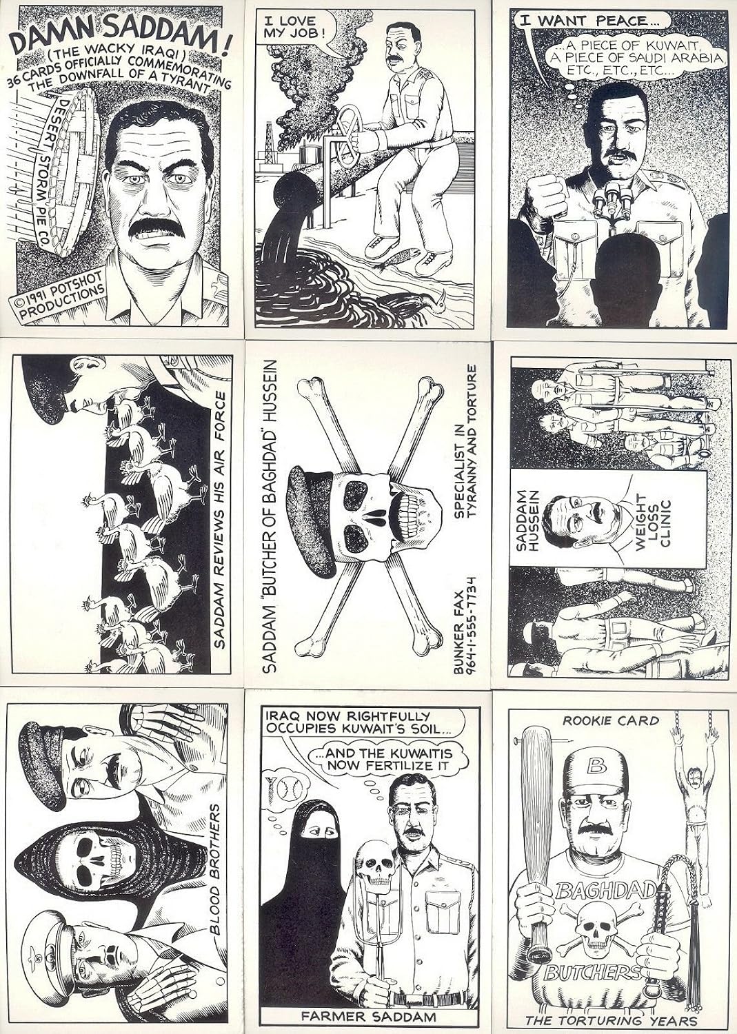DAMN SADDAM THE WACKY IRAQI 1991 POTSHOT PROD. COMPLETE BASE CARD SET ...