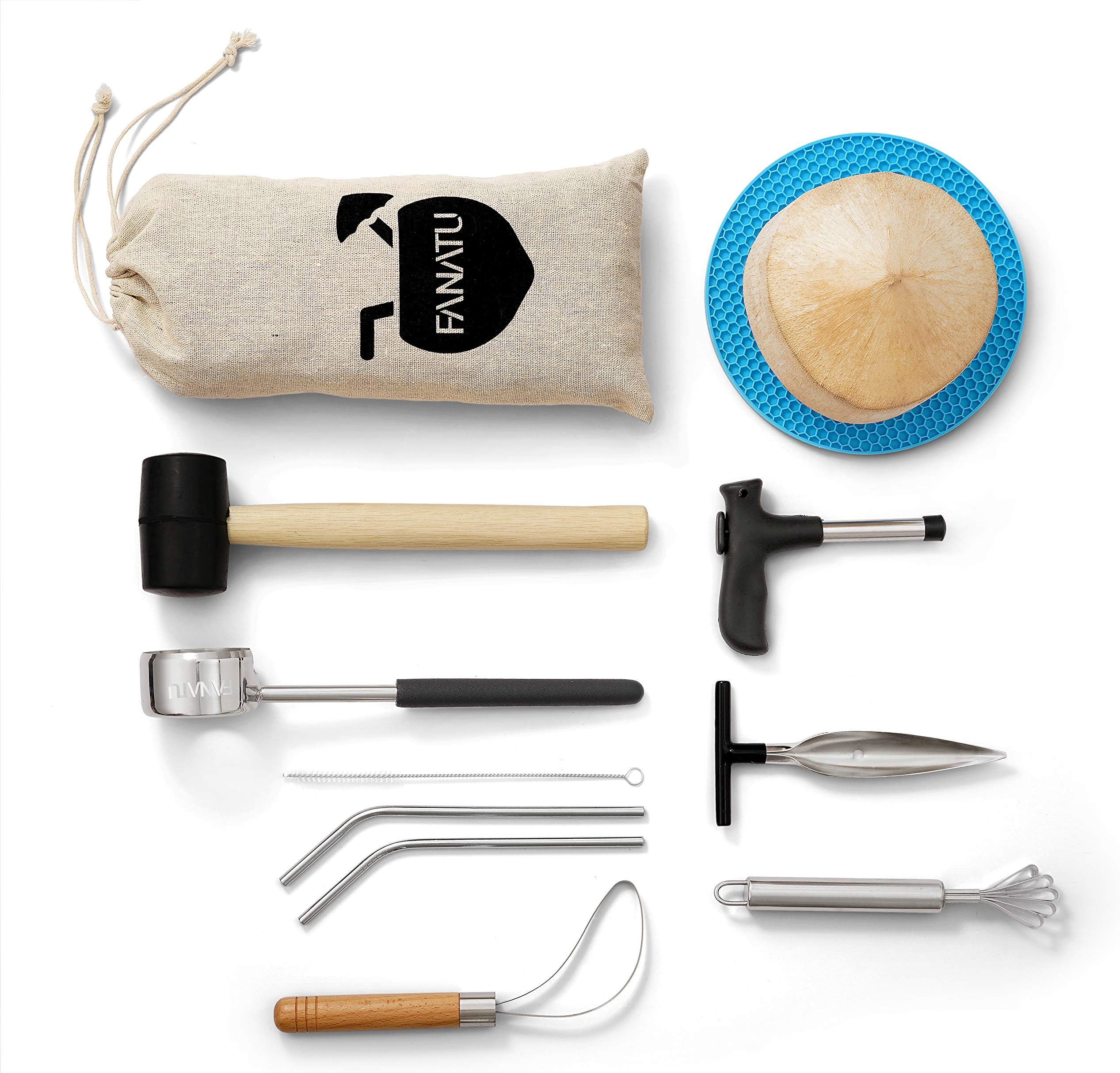 Amazon.com: Coconut Opener Set for Young Coconut Opener Kit by FANATU ...
