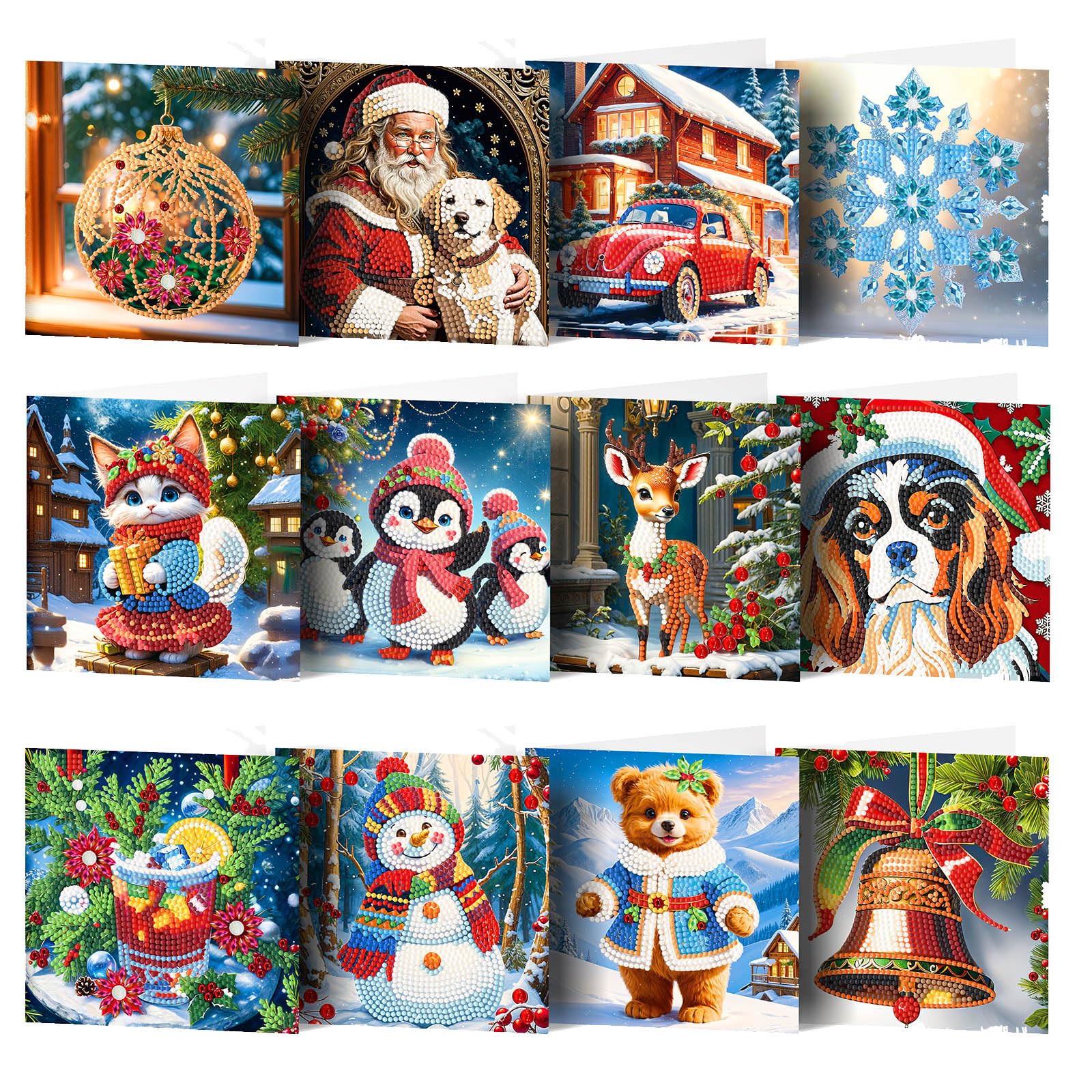 Amazon.com: LUSandy 12 Packs DIY 5D Diamond Painting Christmas Cards ...