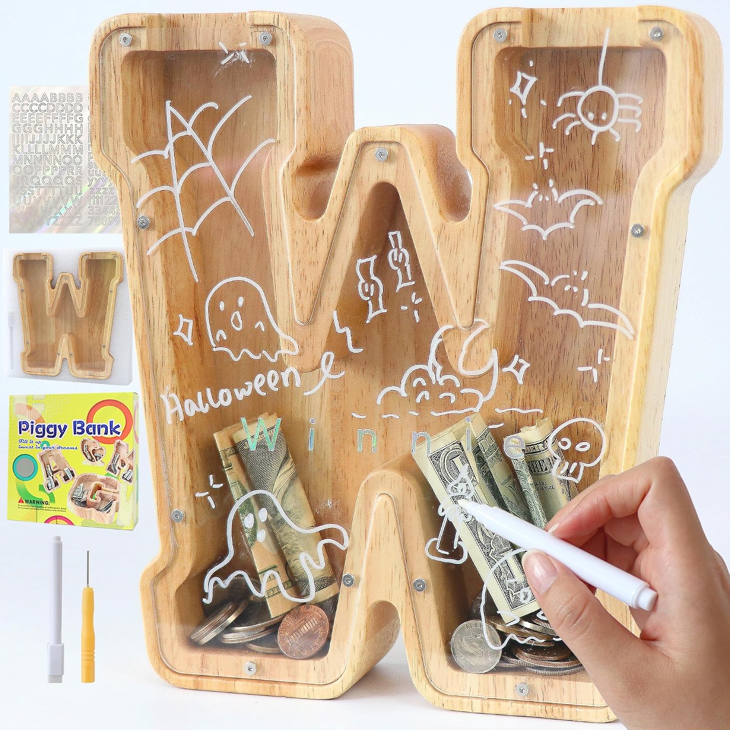 Amazon.com : weallbuy Large Letter Piggy Bank for Kids Boys Girls ...