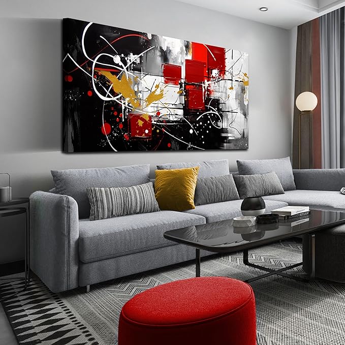 Amazon.com: Large Abstract Canvas Wall Art Modern Living Room Bedroom ...