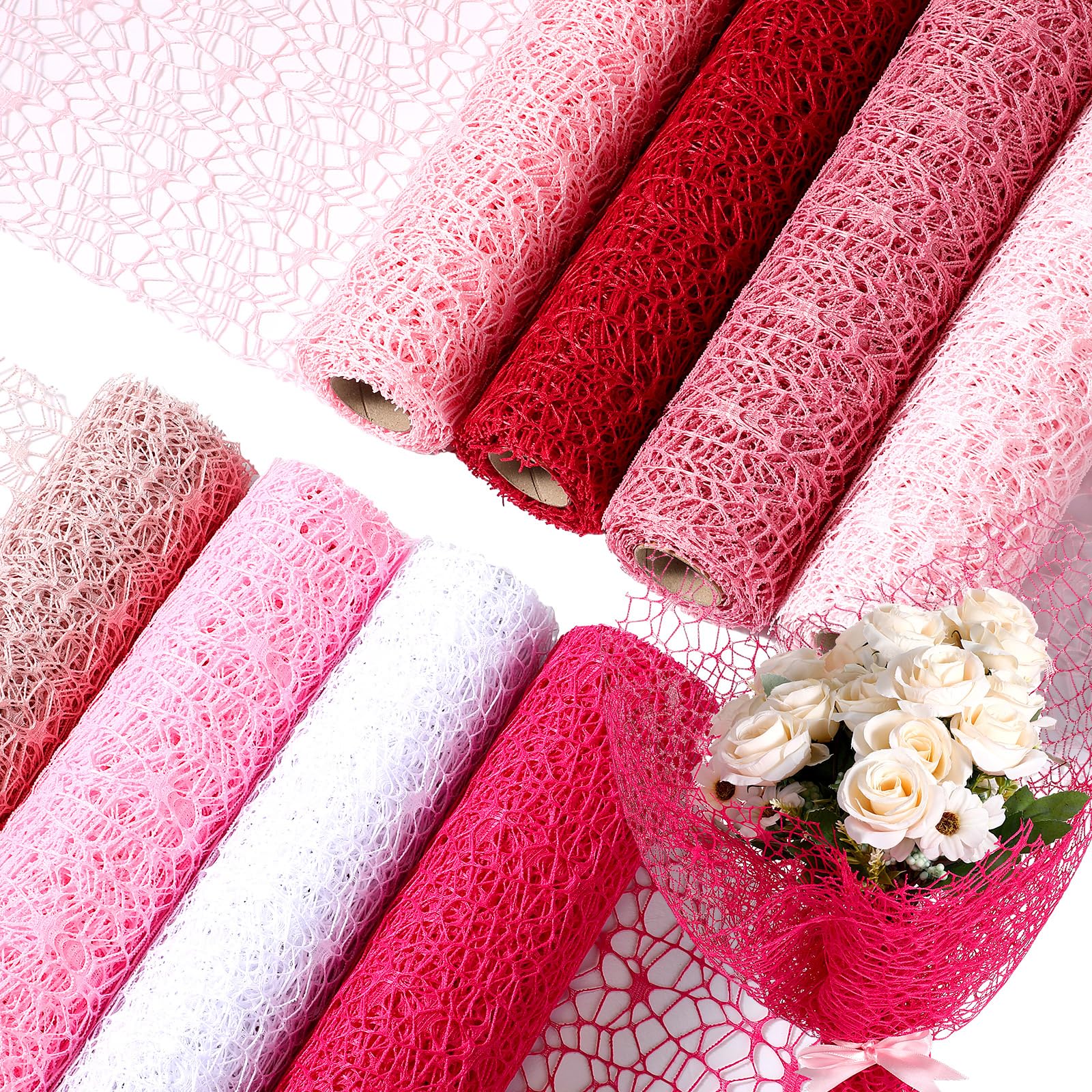 8 Rolls 19.7'' x 180'' Flower Bouquet Wrapping Paper Korean Jacquard ...