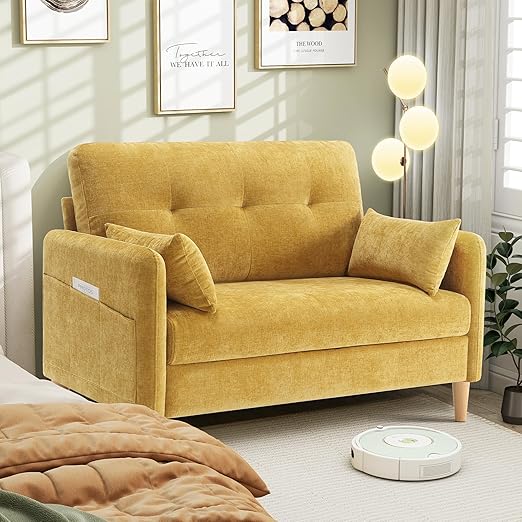 Amazon.com: Hanherry Loveseat Sofa, 47” Small Couch for Living Room ...
