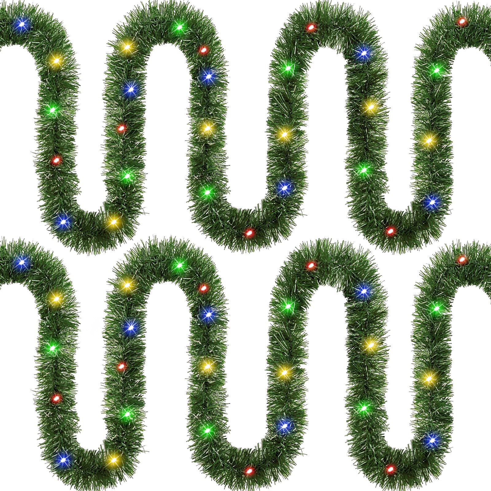 Amazon.com: 33 Ft Christmas Tinsel Garland with Lights, 100 LED Lighted ...