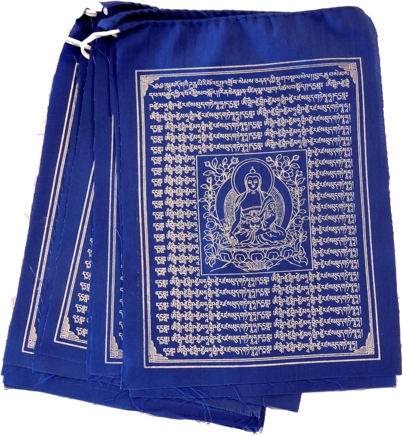 Amazon.com : Tibetan Prayer Flags Solid Blue Color medicine Buddha ...