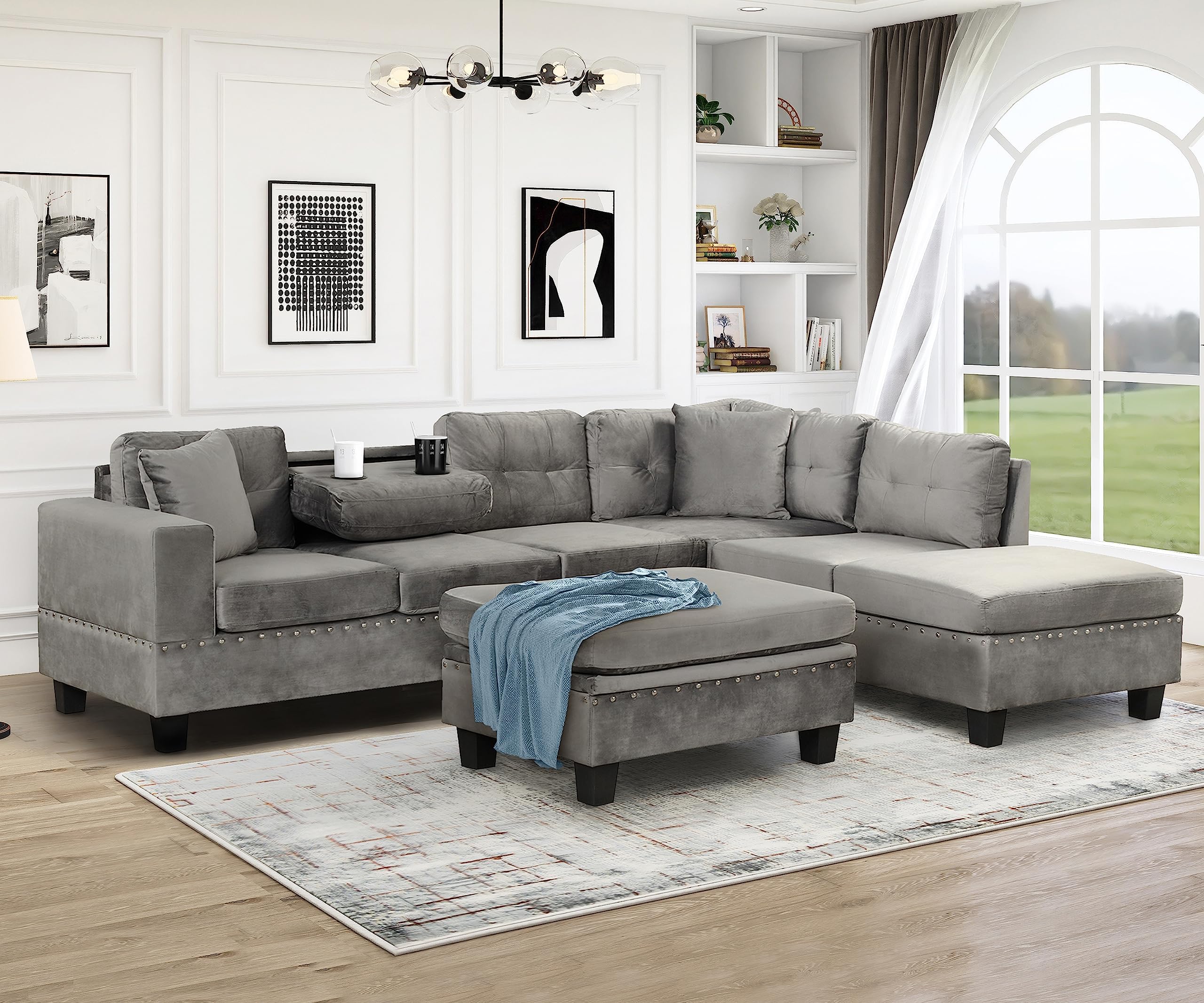 Amazon.com: Evedy Living Room Furniture Sets,Sectional Sofa with ...