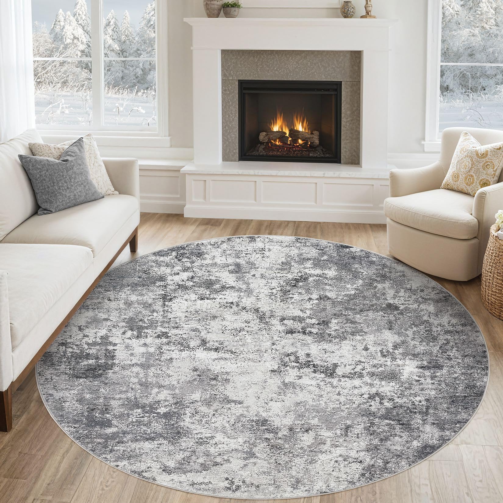 Amazon.com: UERMEI 6ft Round Area Rug Living Room Rugs - 6x6 Washable ...