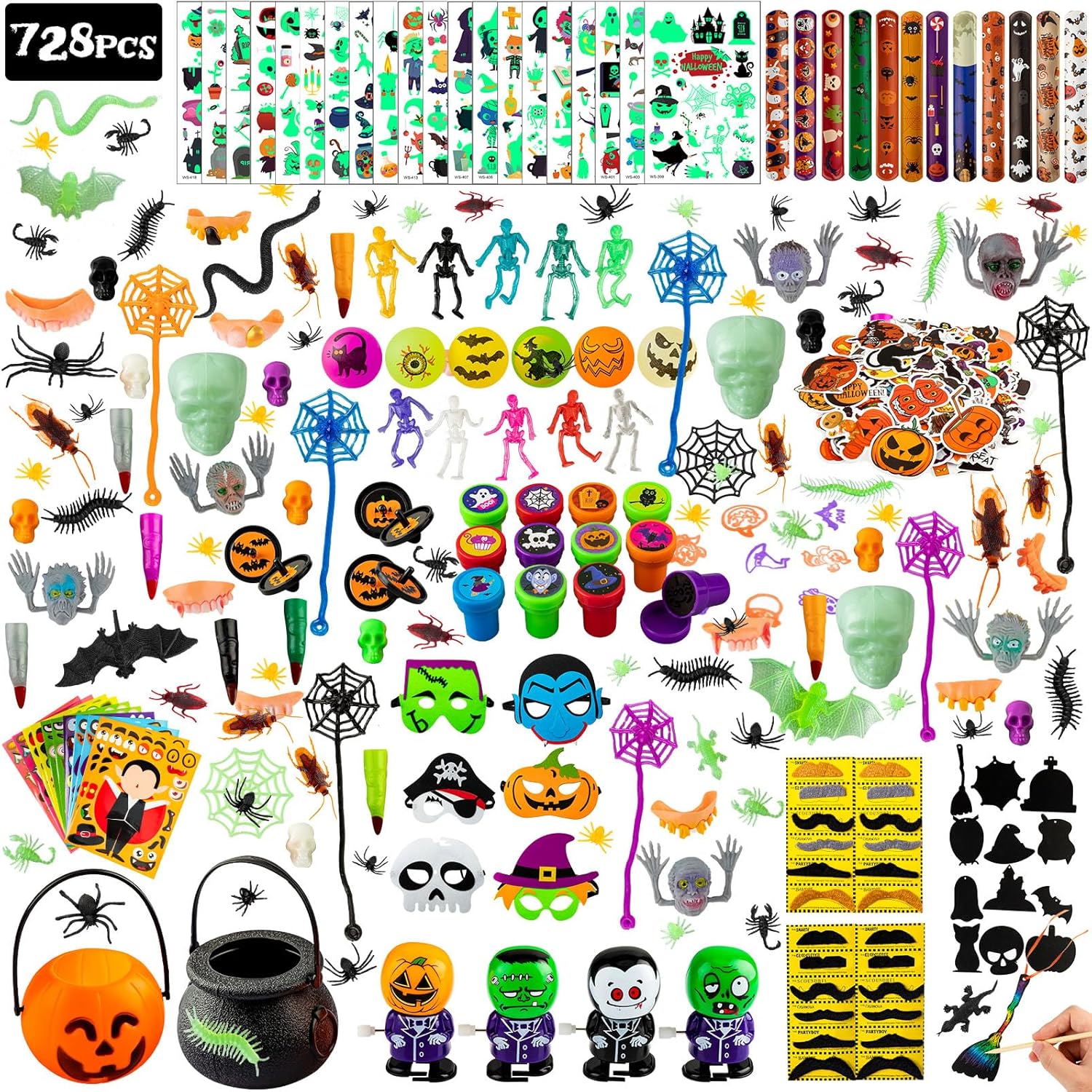 Amazon.com: Outus 728 Pcs Halloween Novelty Toys Assortment Halloween ...