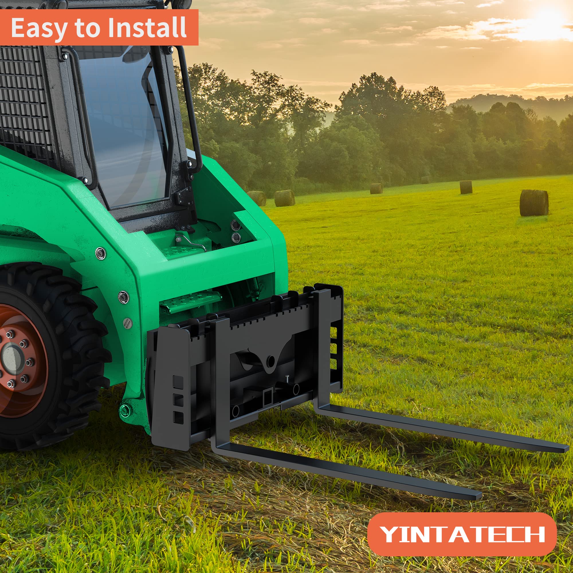 Snapklik.com : 4000lbs Skid Steer Pallet Fork 48" Frame Pallet Forks ...