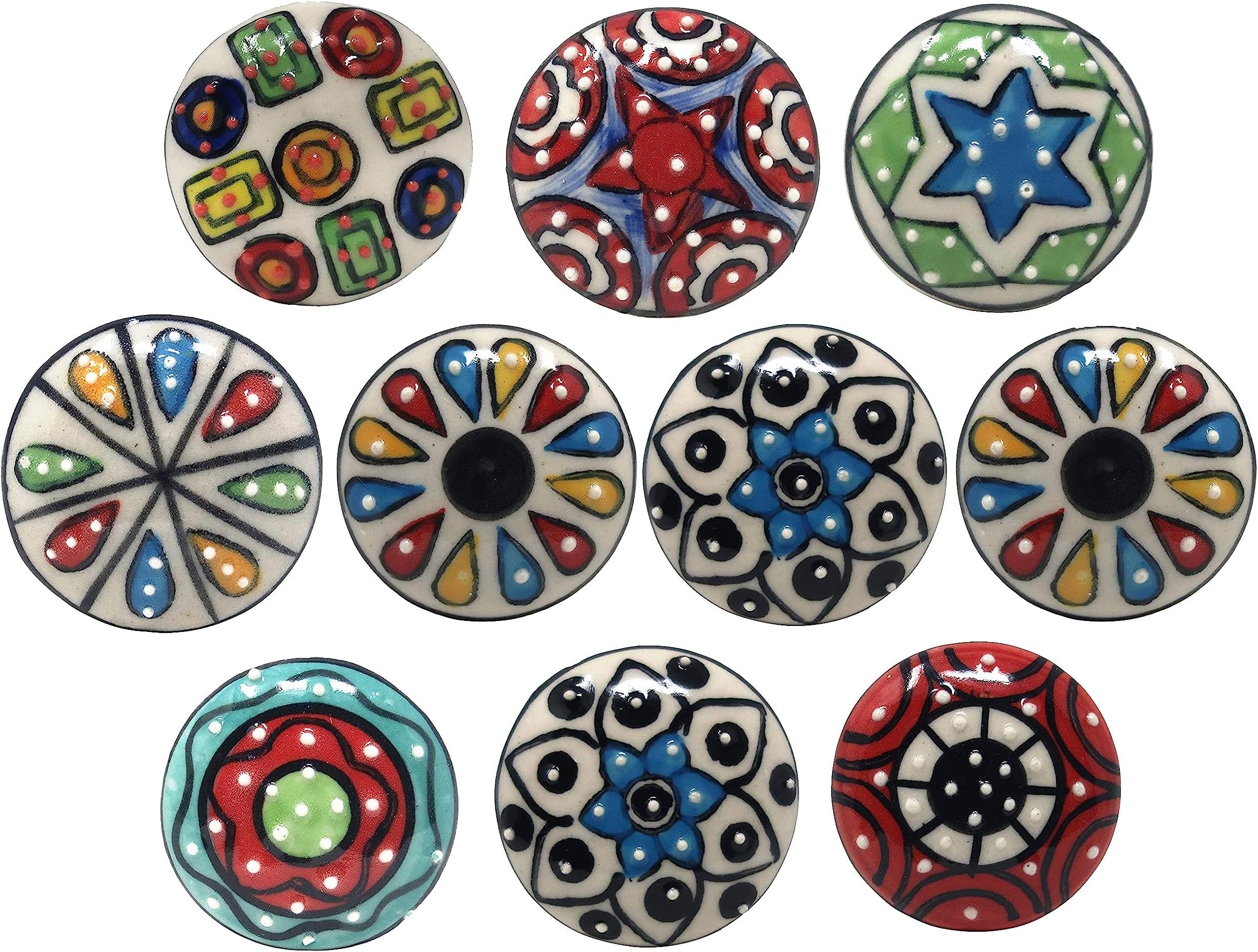 M MIMHOOY 8 Pack White Ceramic Cabinet Knobs Round Shape Drawer Knob ...