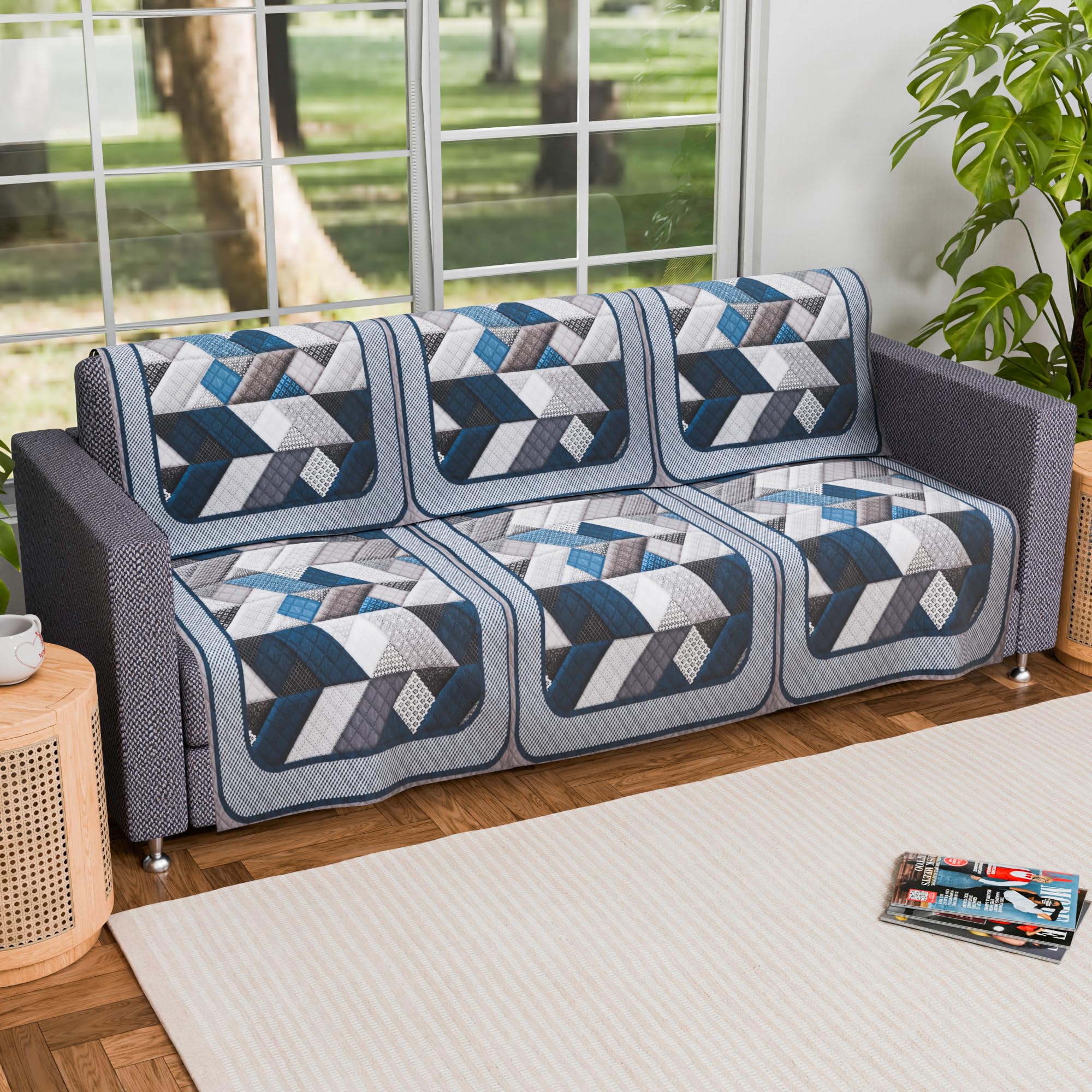 Kuber Industries Set of 6 Velvet 3 Seater Sofa Covers for Living Room ...