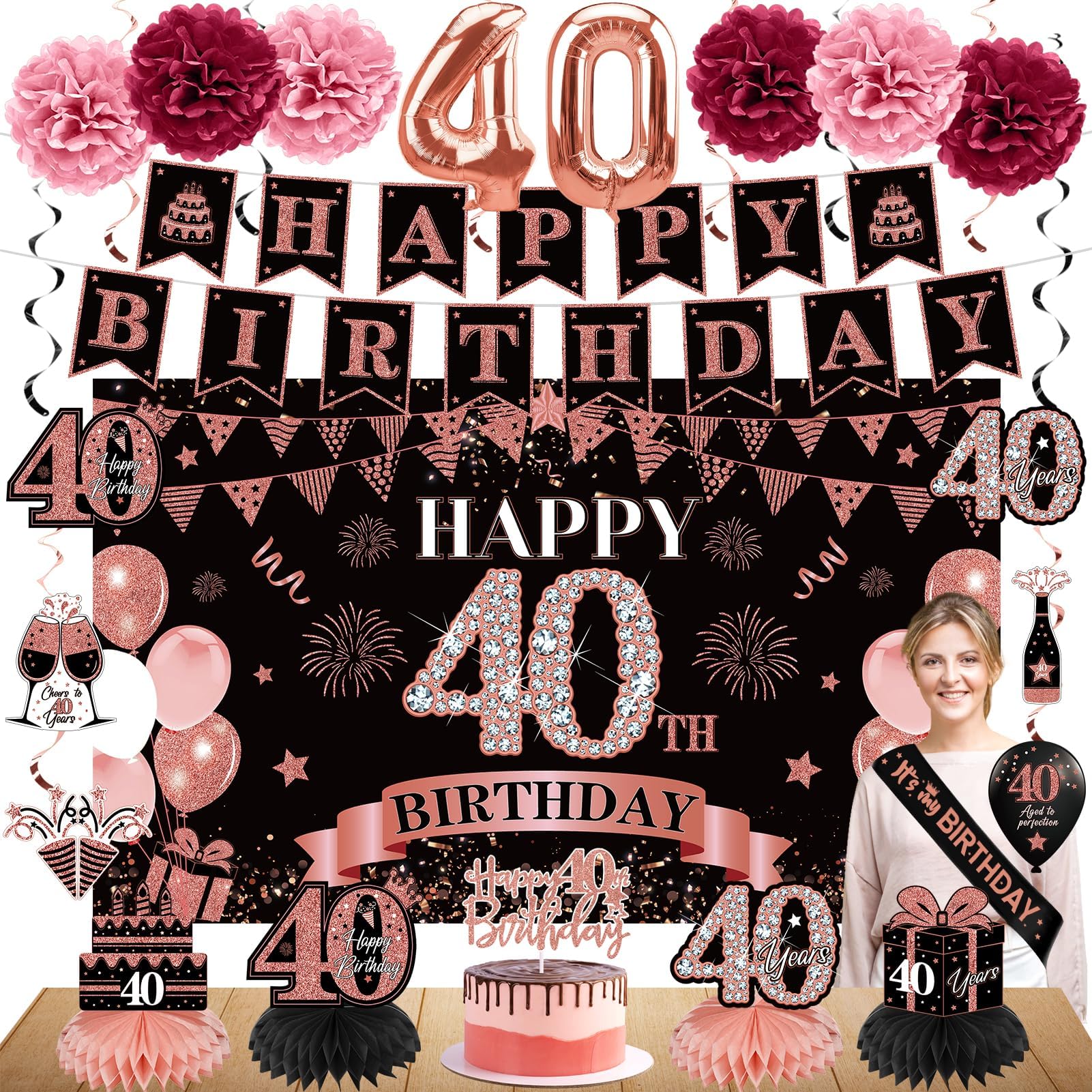 Amazon.com: 40th Birthday Party Decorations Birthday Party Teal Silver ...