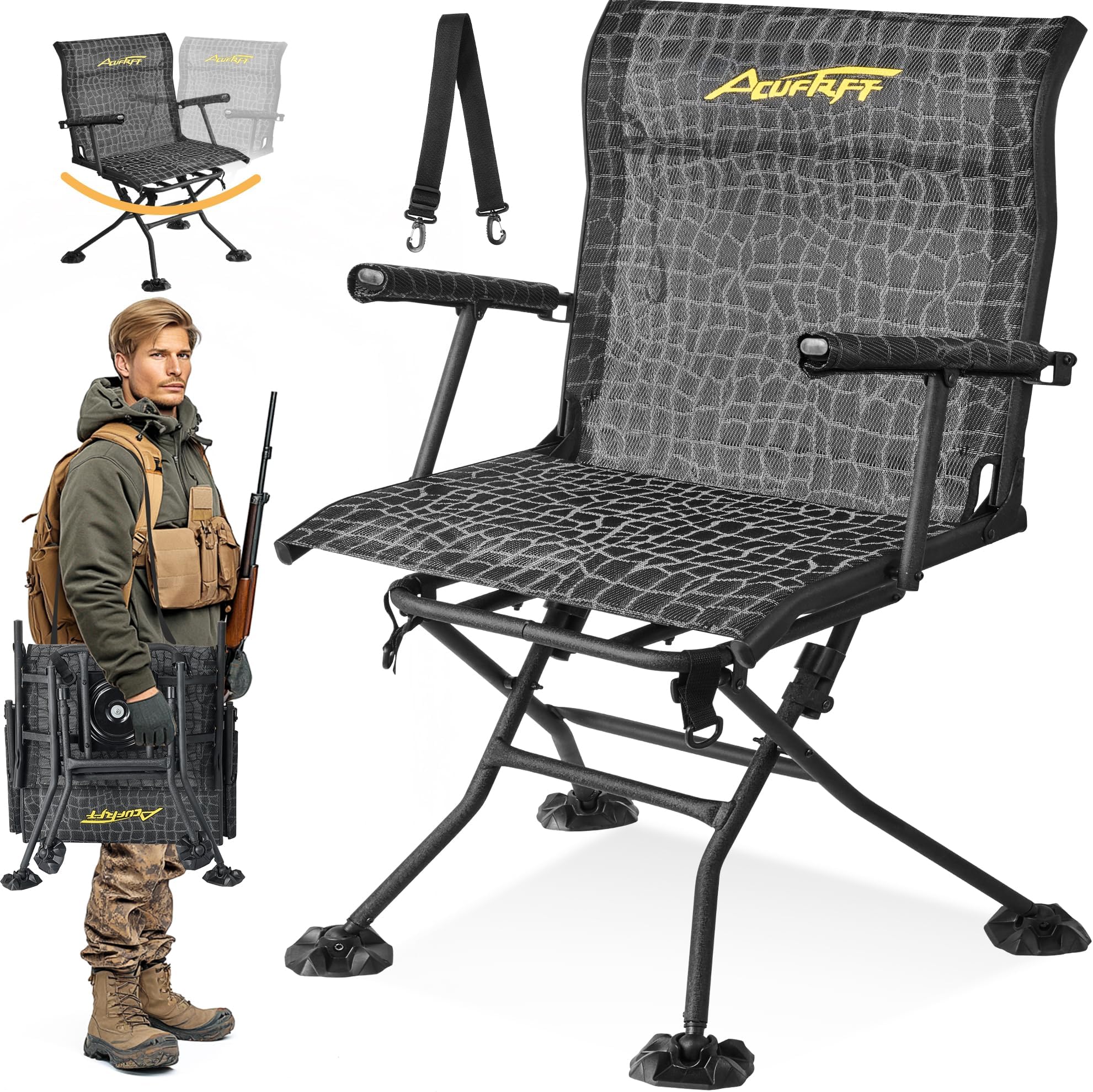 Amazon.com: Hunting Blind Chair - 360 Silent Swivel Fishing Chair with ...