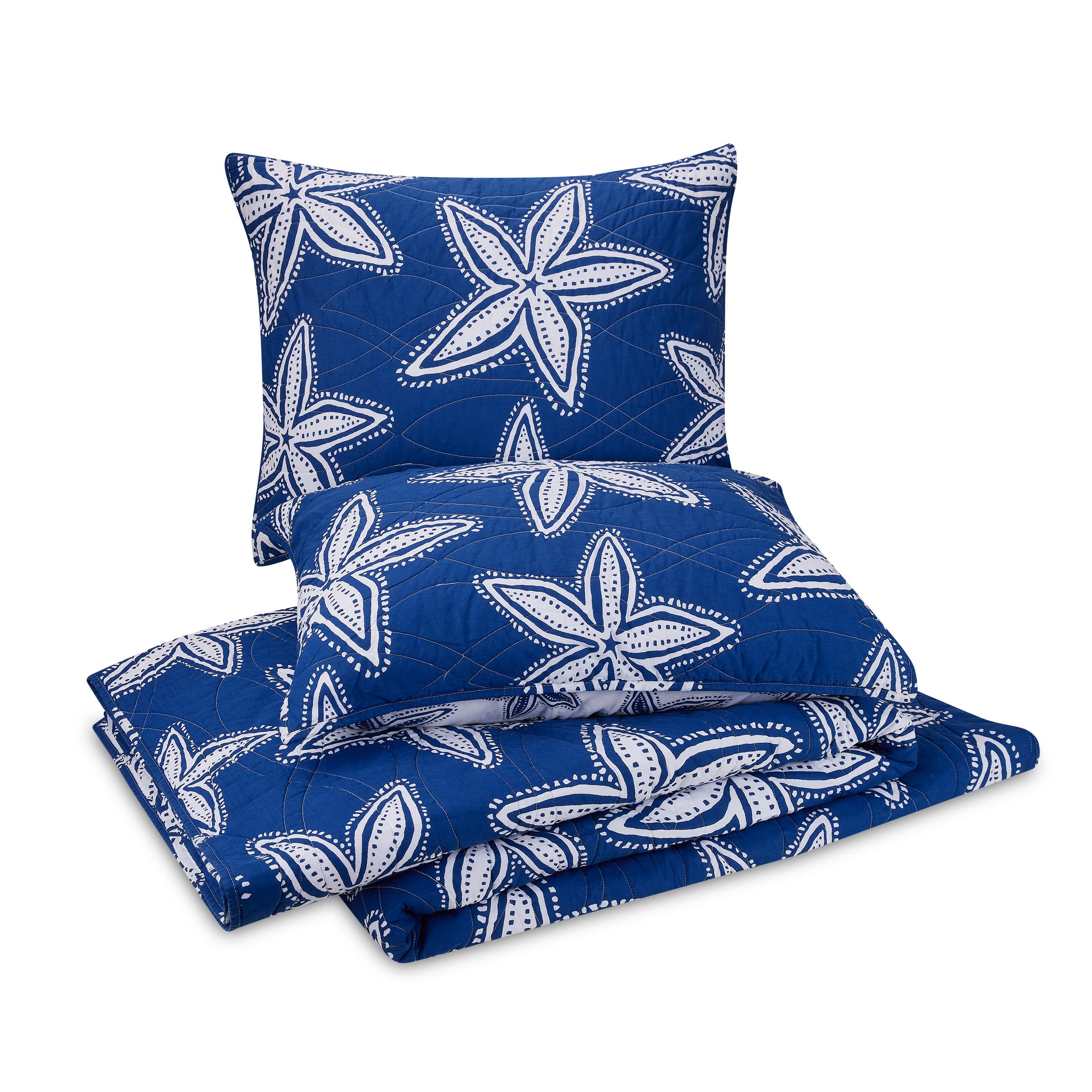 Makers Collective SEA Star Quilt Set, Full/Queen, Navy