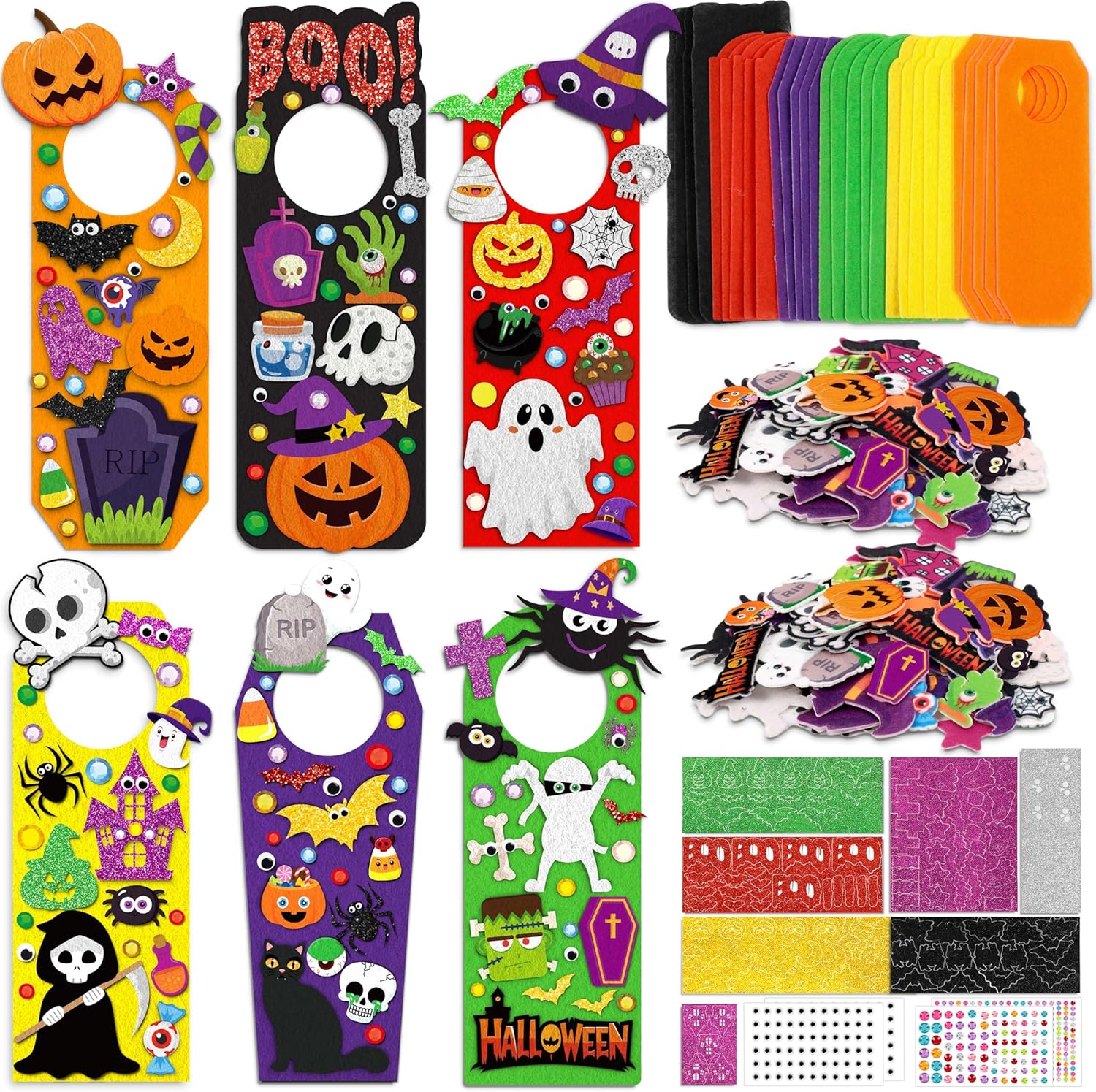 Amazon.com: 30Sets Halloween Crafts Doorknob Hanger DIY Arts and Craft ...