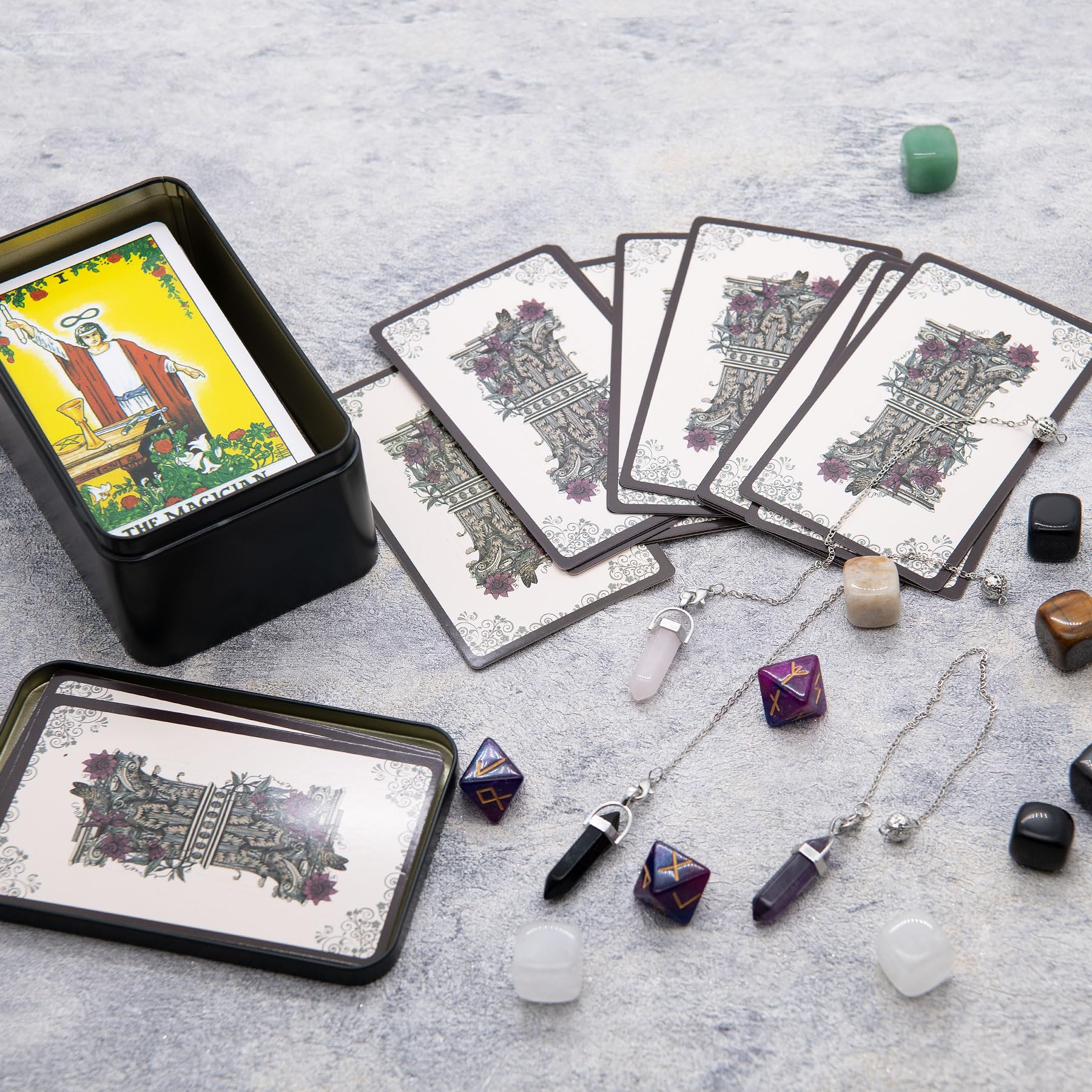 Snapklik.com : Knana 7Pcs Tarot Card Box, Metal Tarot Card Hoder Box