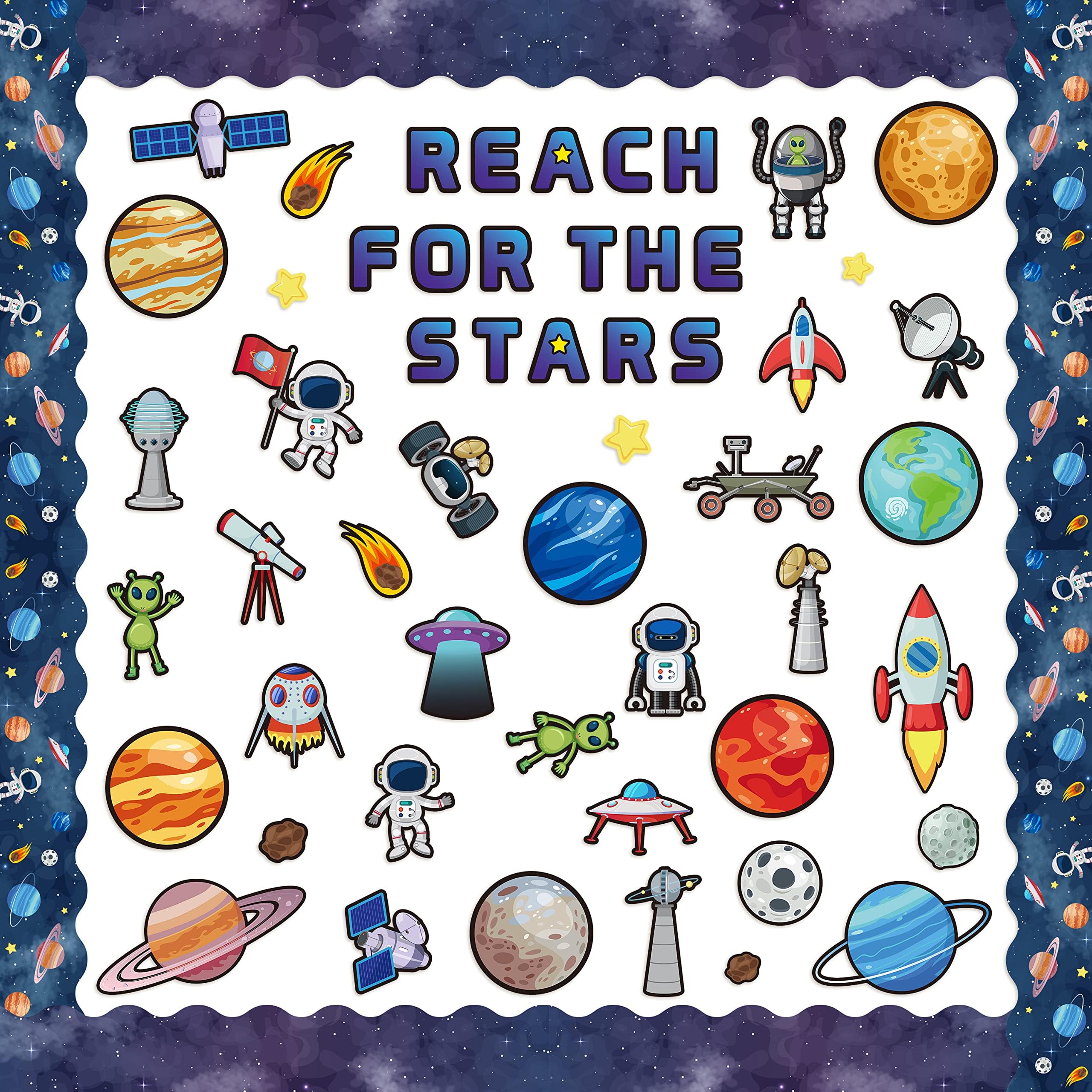 Amazon.com: 68 Pcs Outer Space Classroom Bulletin Border Decoration ...