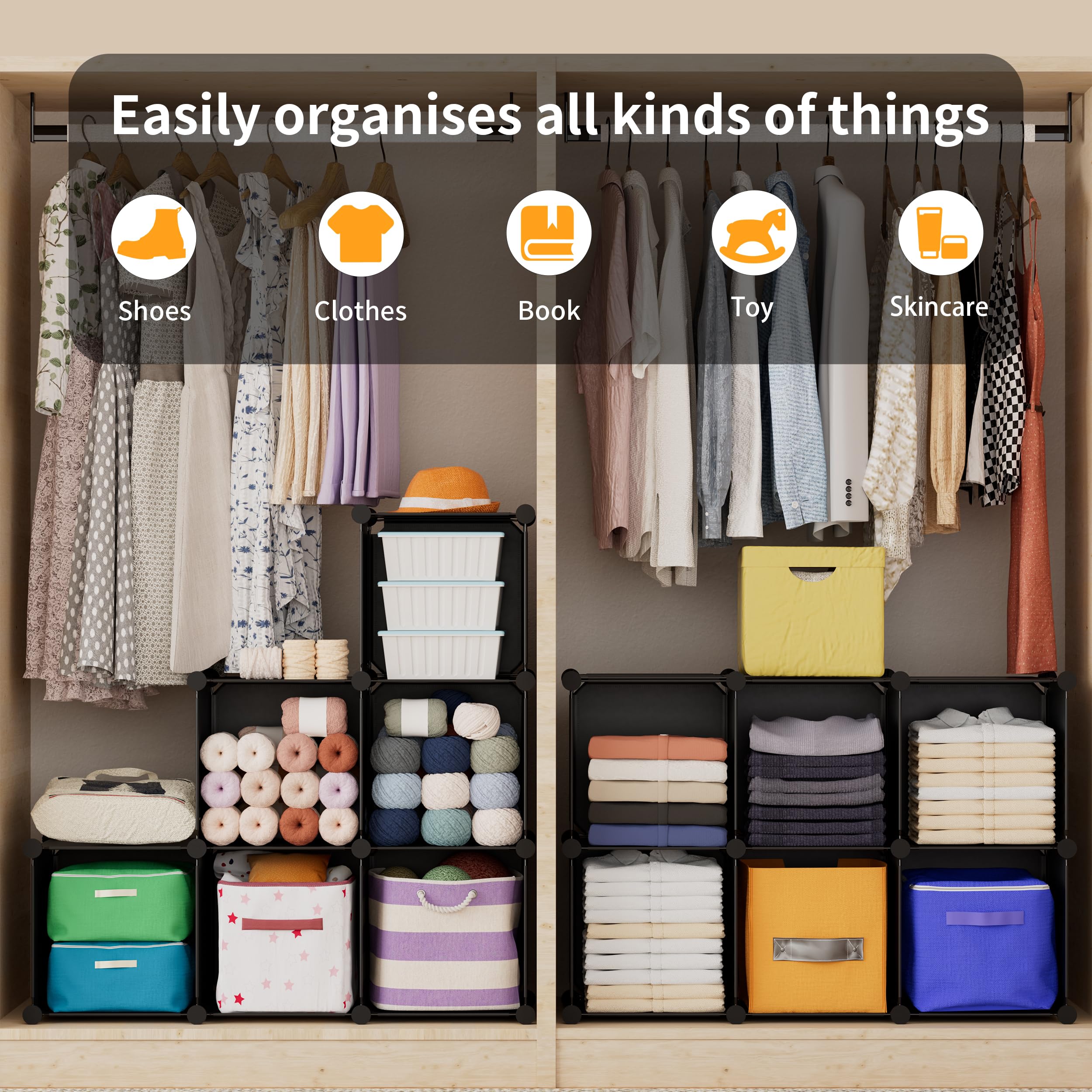 Snapklik.com : Plastic Cube Storage, 16 Cube Closet Storage Cubes, DIY ...