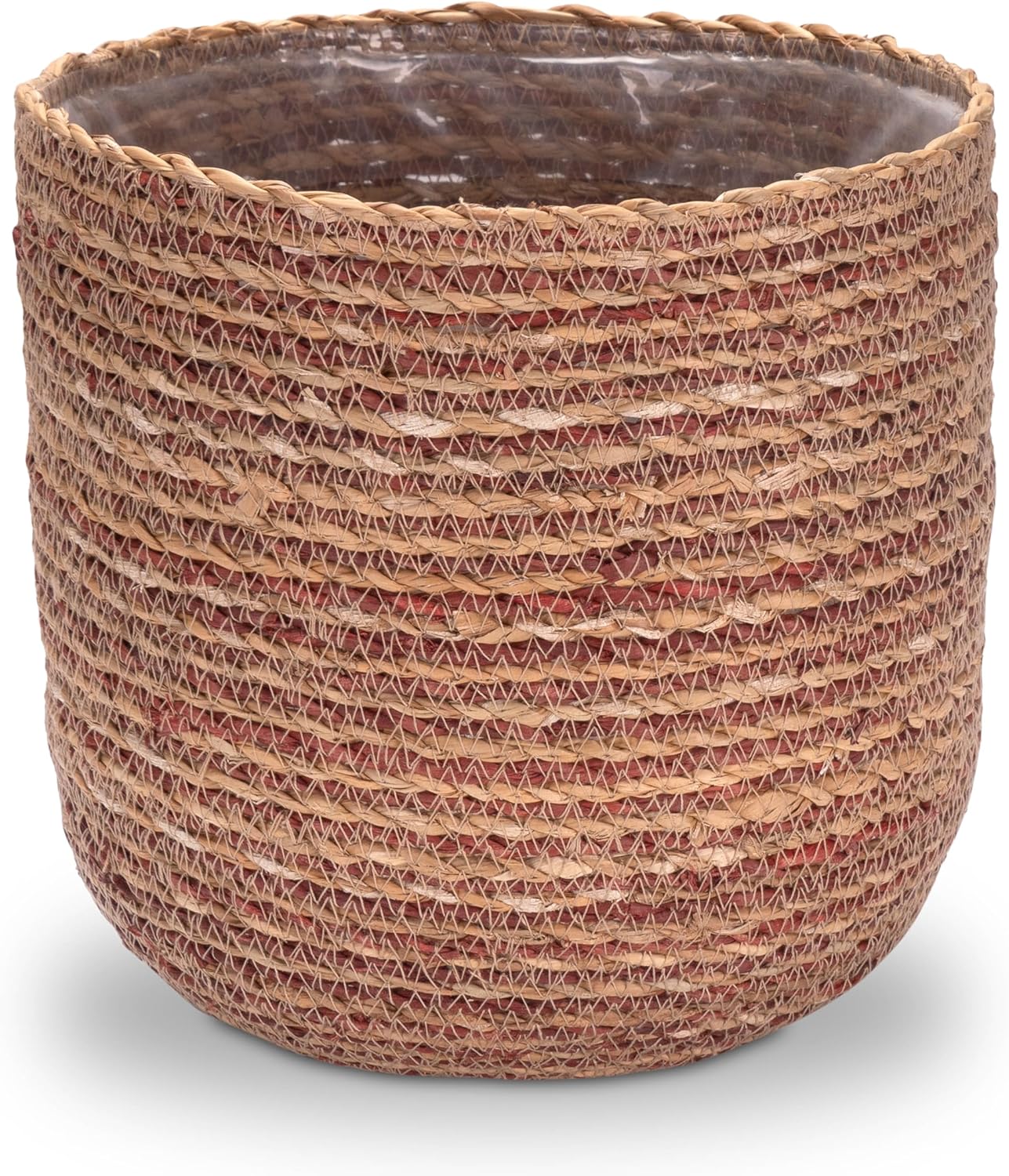 Decorasian Vaso da fiori in erba marina intrecciata, con inserto in ...